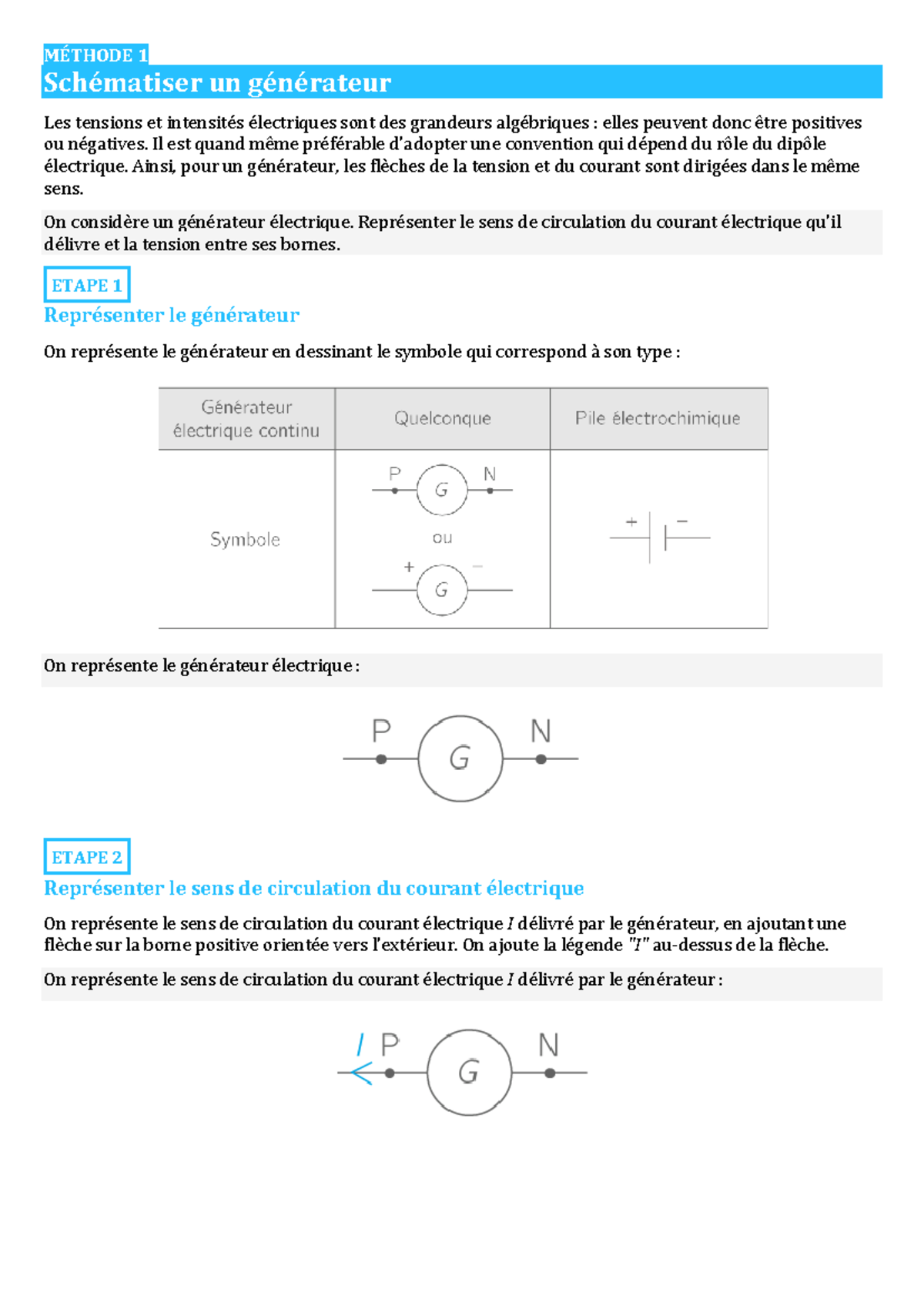 Symboles EN Electricite - MÉTHODE 1 Schématiser un générateur Les ...
