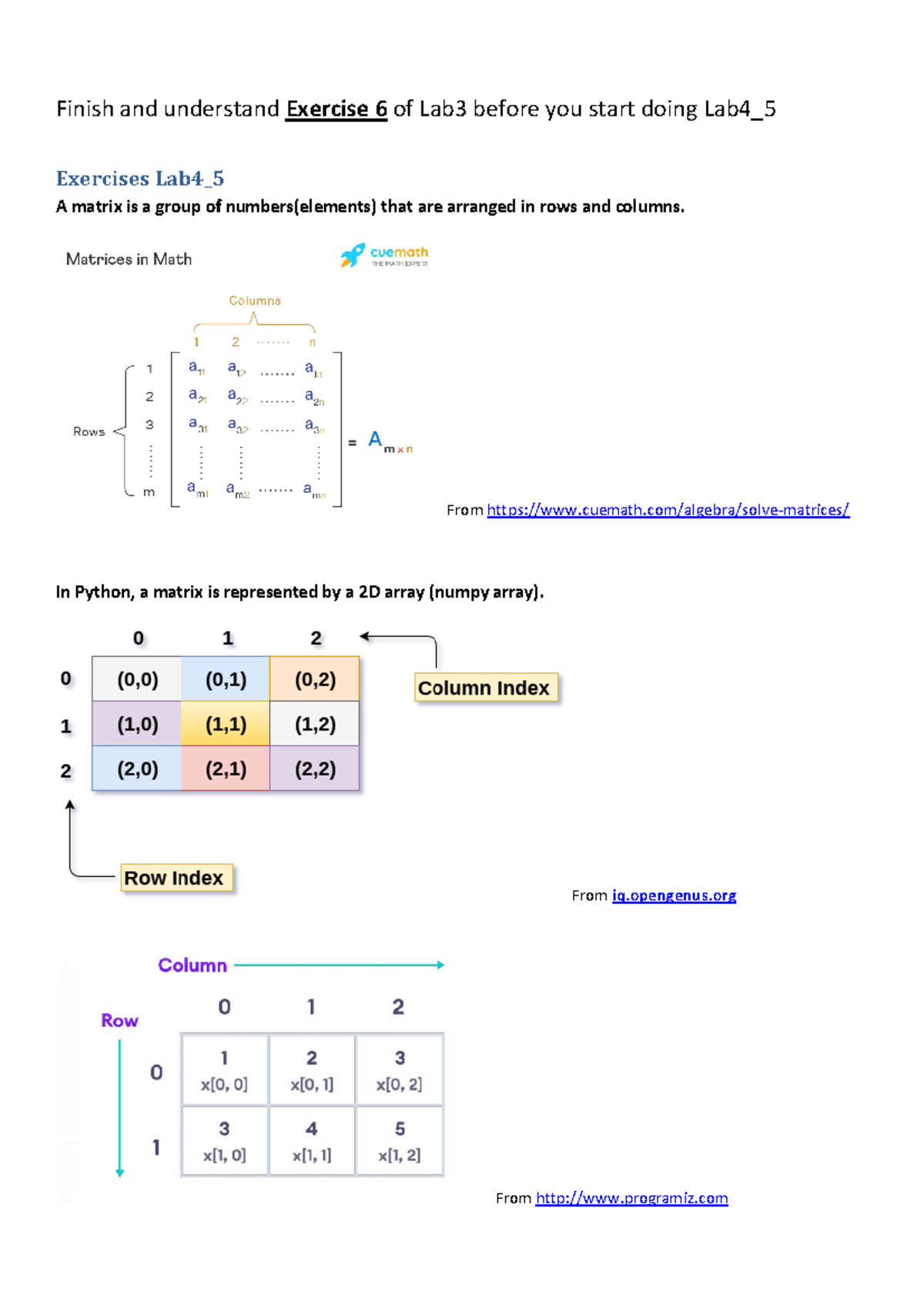 Lab 4_5 Guide: Understanding Matrix Operations in Python - Studocu