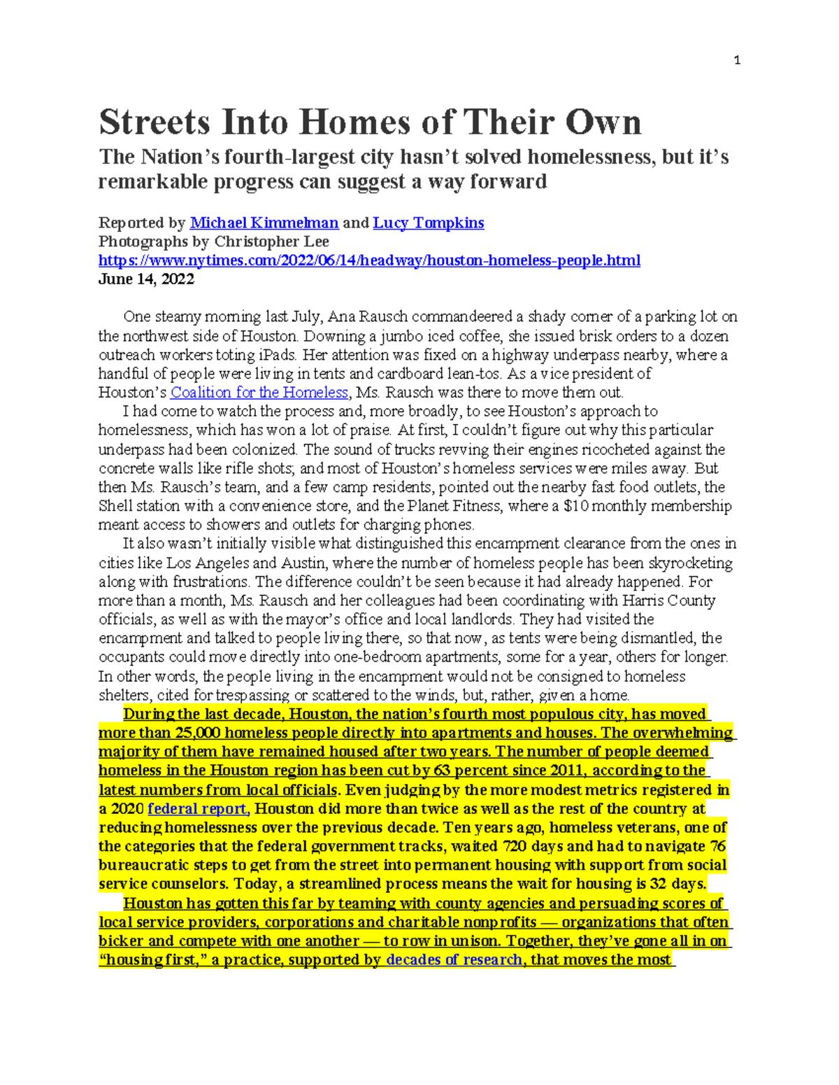 Houston's Housing First Strategy: Progress in Ending Chronic ...