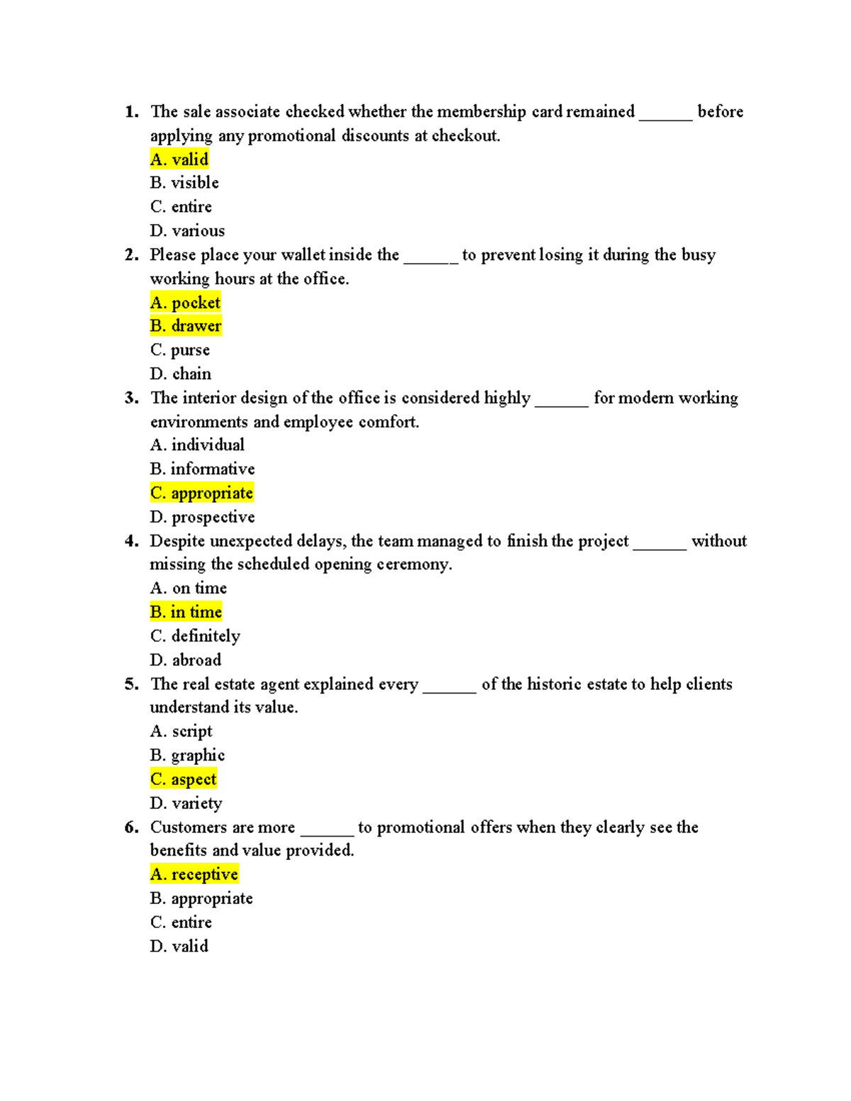 Vocabulary Practice for Course BUỔI 19: Key Terms and Concepts - Studocu