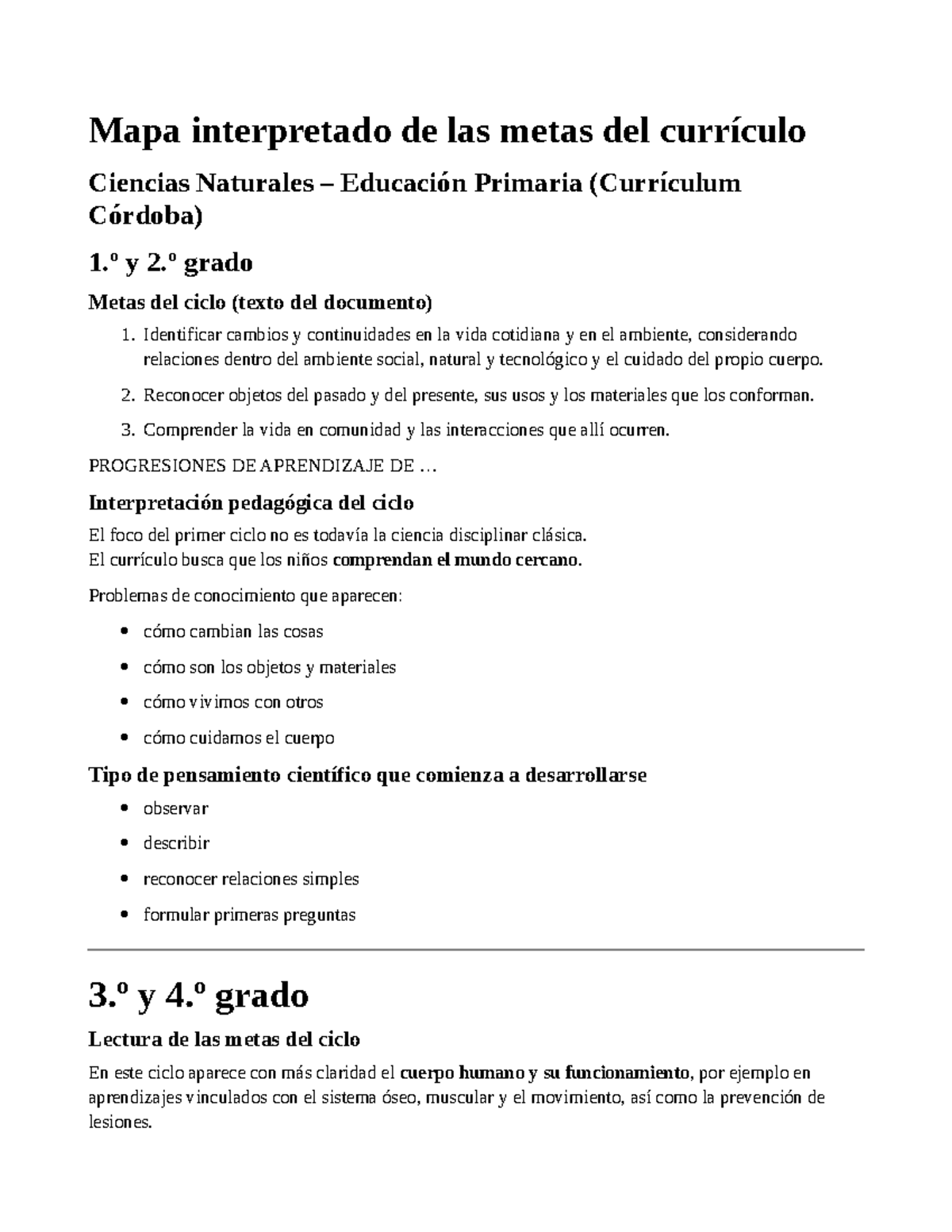 Metas y Progresiones del Currículo de Ciencias Naturales 1.º a 6.º ...
