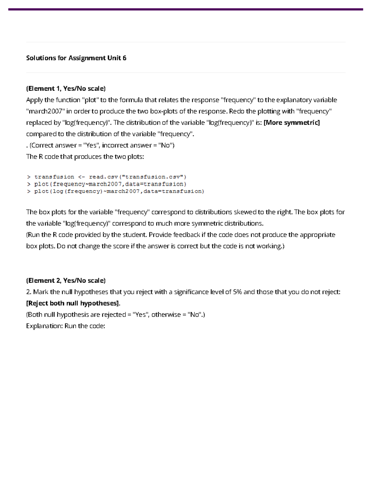 MATH 1281 - AY2021-T5 Solutions for Assignment Unit 6 - Solutions for Assignment Unit 6 (Element ...