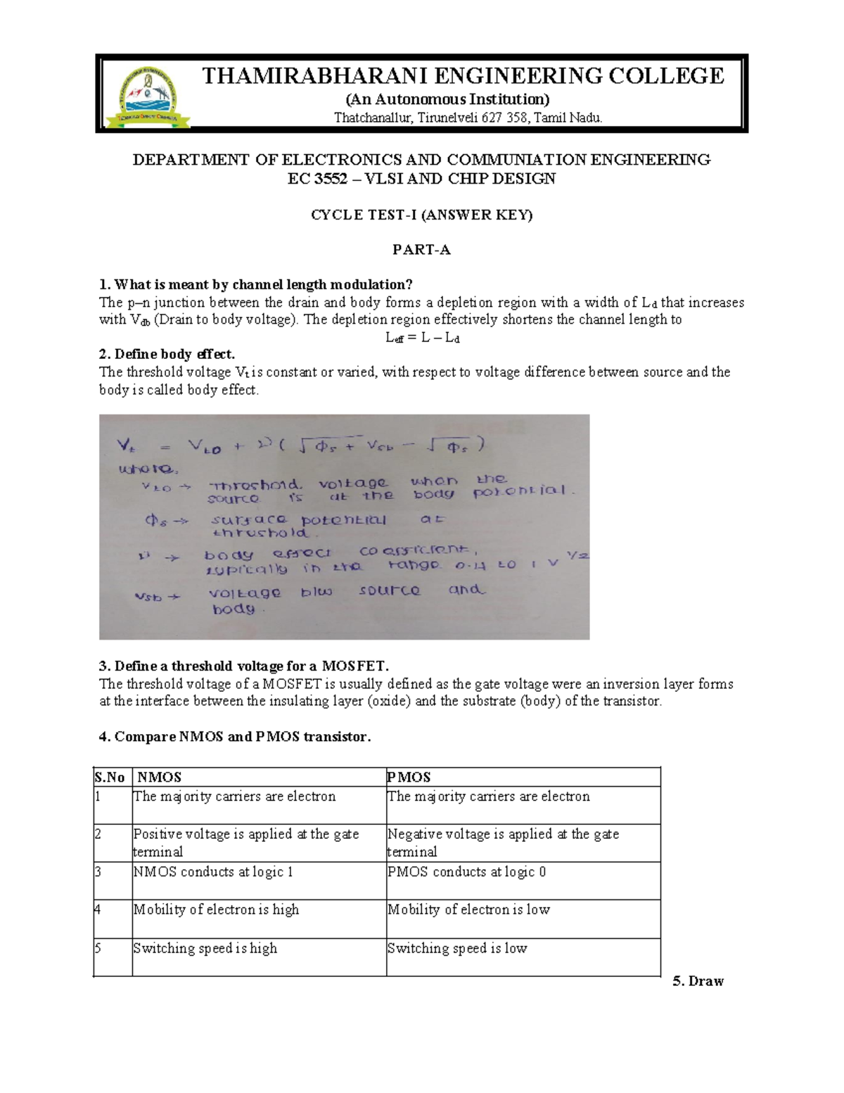 Cycle test-I(answer) - need ec3492 Question bank - DEPARTMENT OF ...