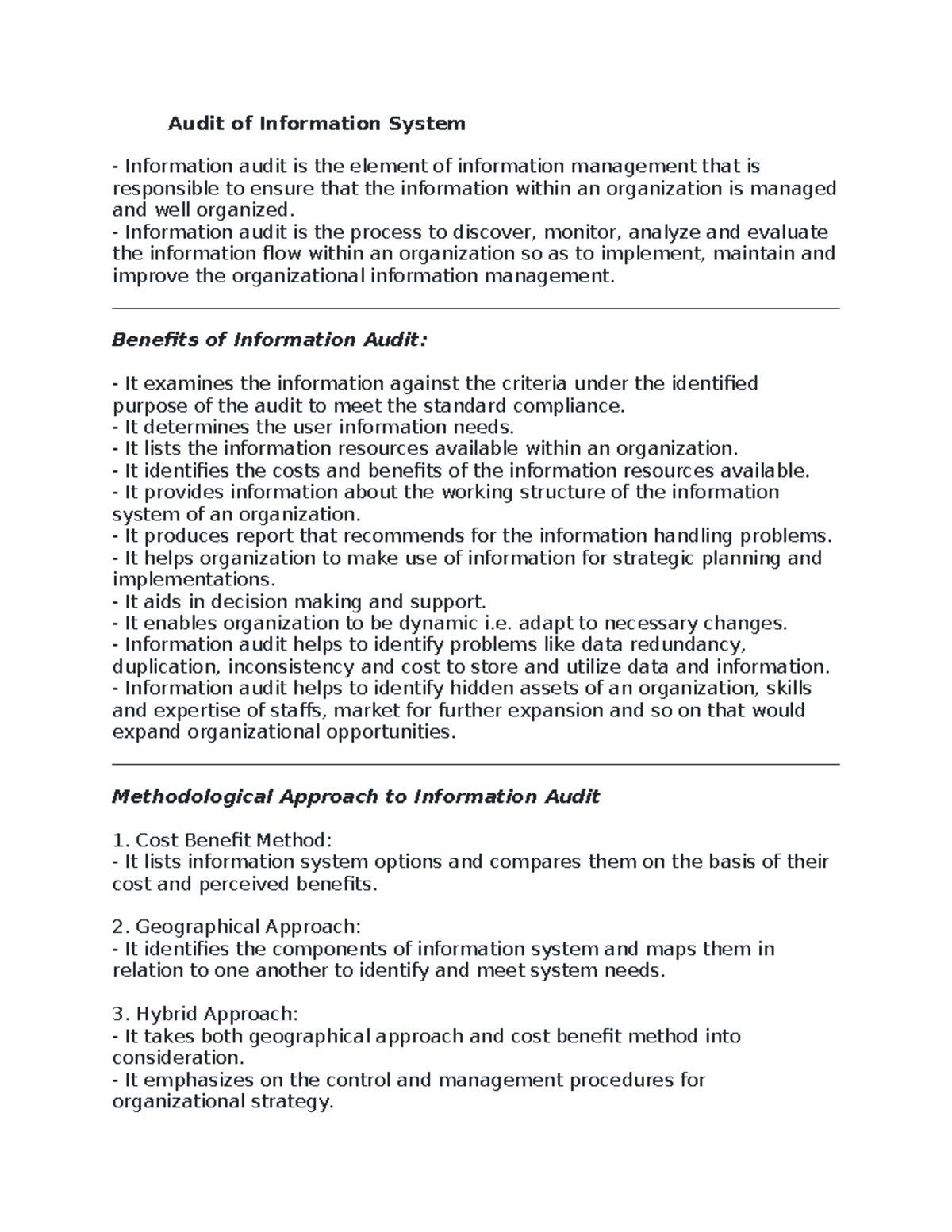 Unit 2 - Control, Audit, and Security of IS: Information Audit Overview ...