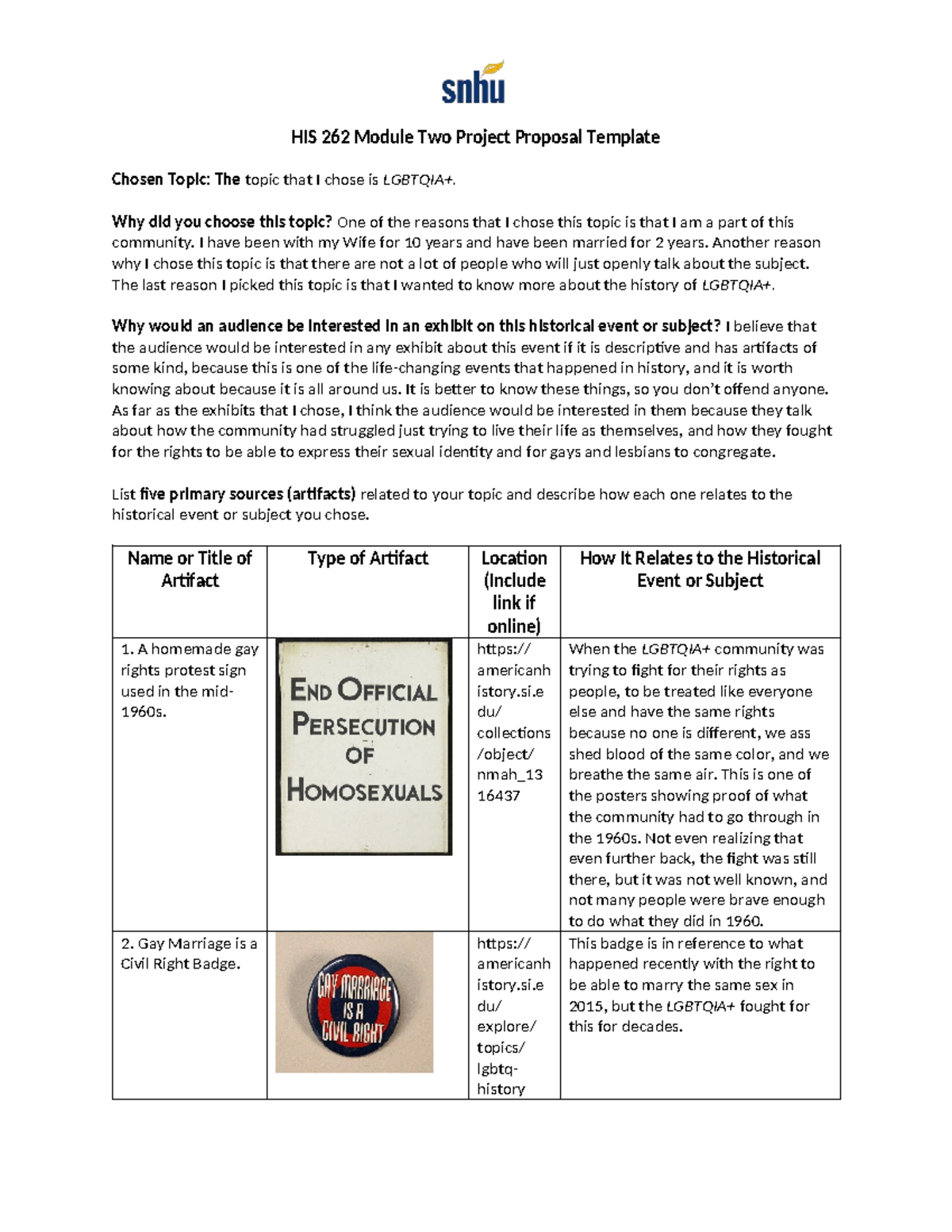 HIS 262 Module Two Project Proposal: Exploring LGBTQ+ History - Studocu