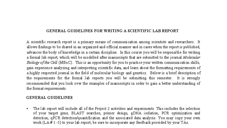 F25 Final Lab Report Guidelines for Scientific Writing - Studocu
