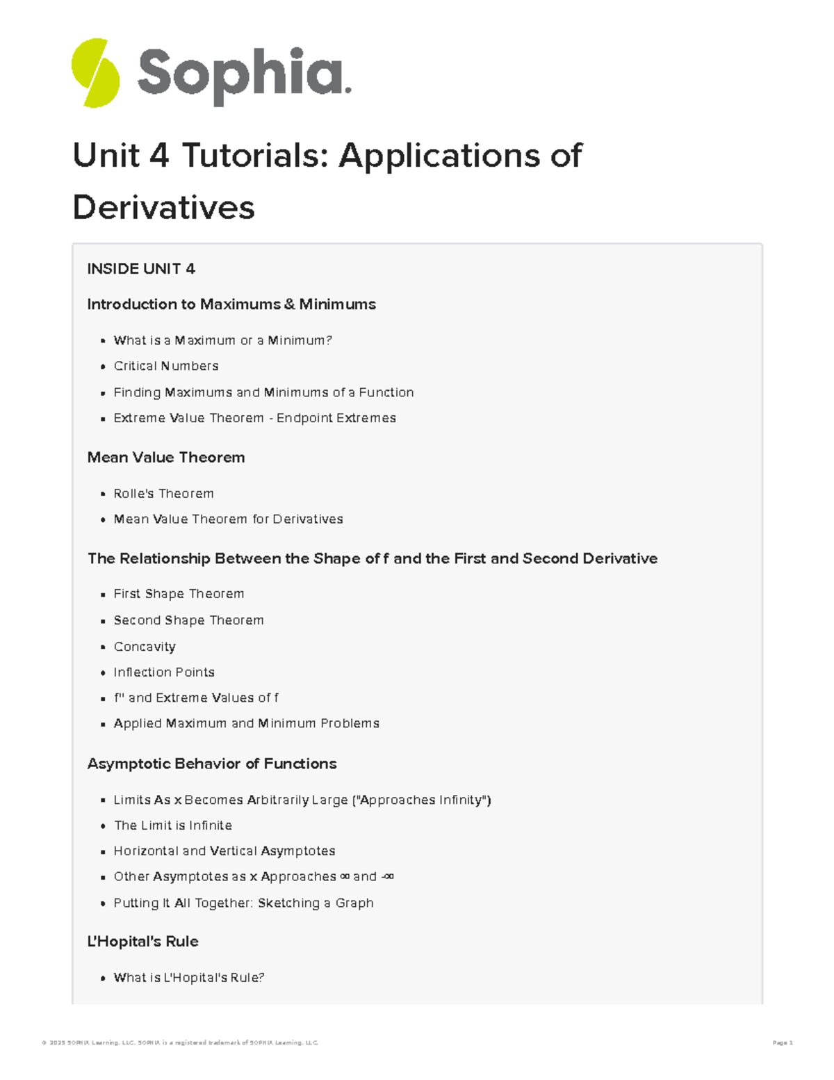 Unit 4 tutorials applications of derivatives - Unit 4 Tutorials: Applications of Derivatives ...