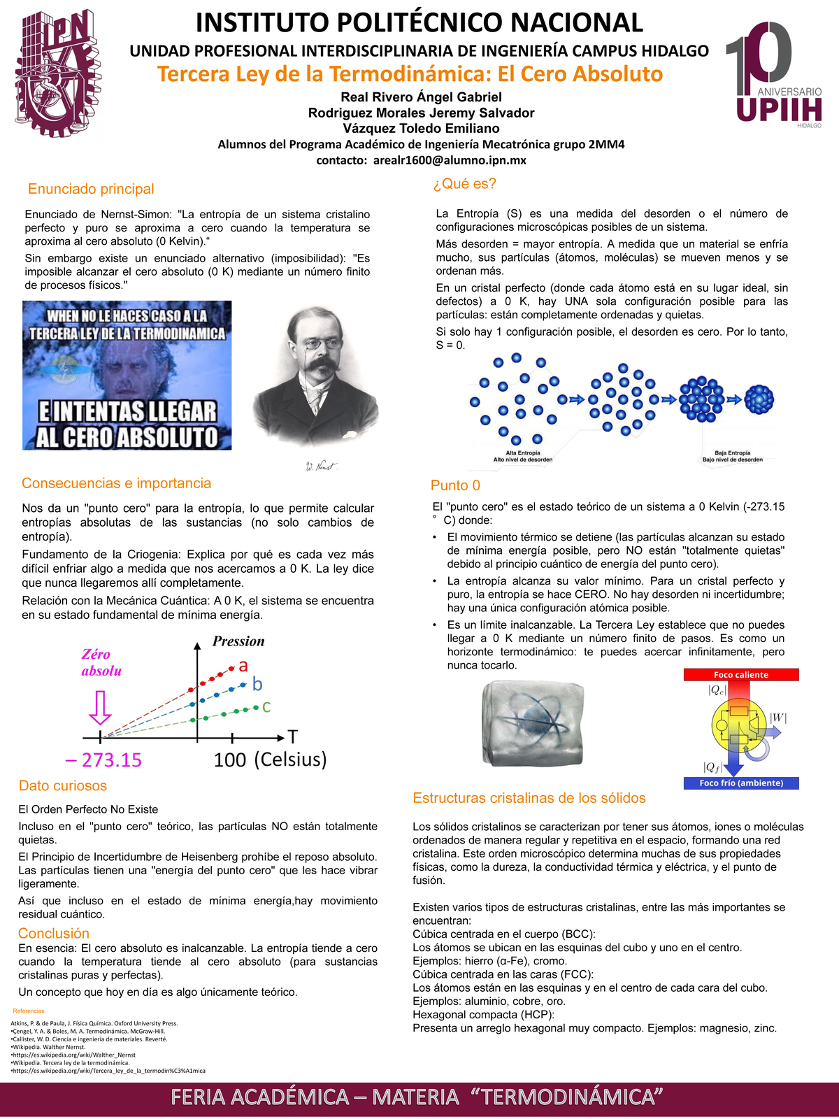 Tercera Ley de la Termodinámica: Apuntes para 4to Semestre - Studocu