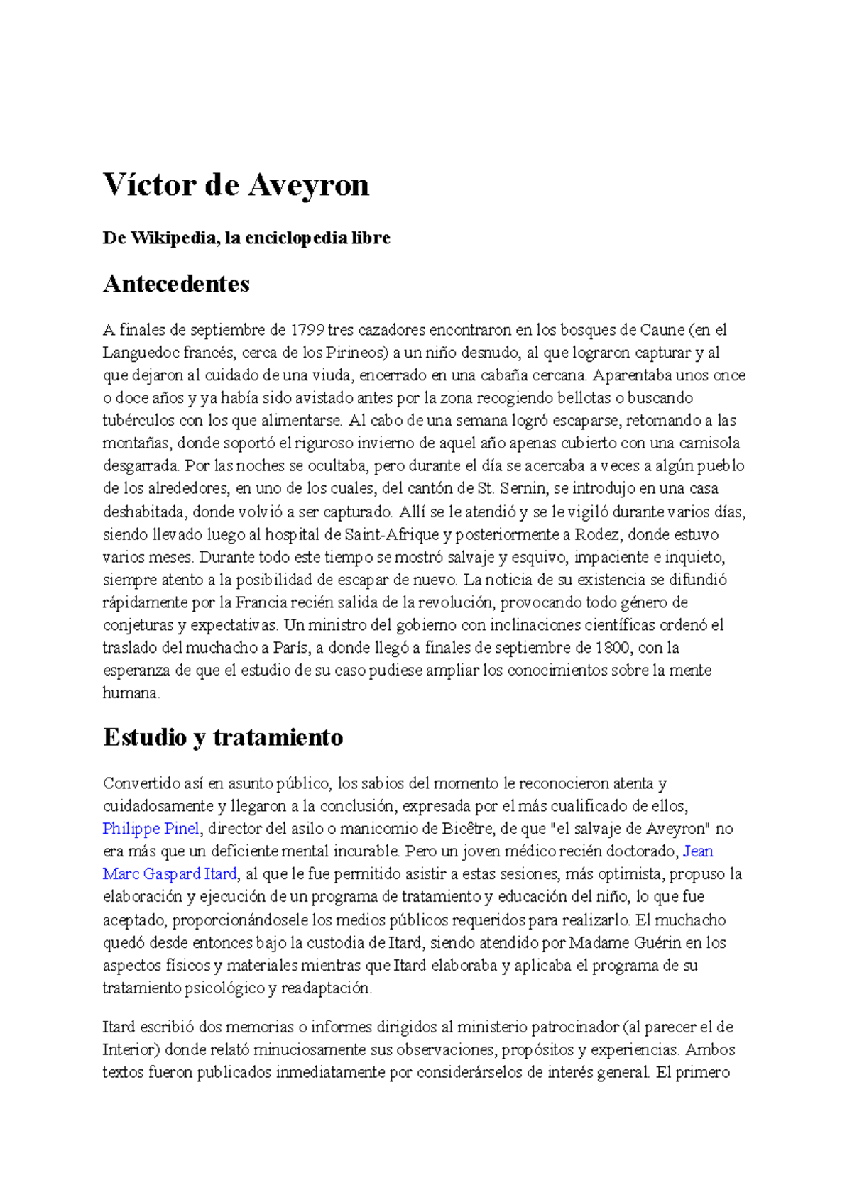 Víctor de Aveyron - apuntes de clase - Víctor de Aveyron De Wikipedia ...