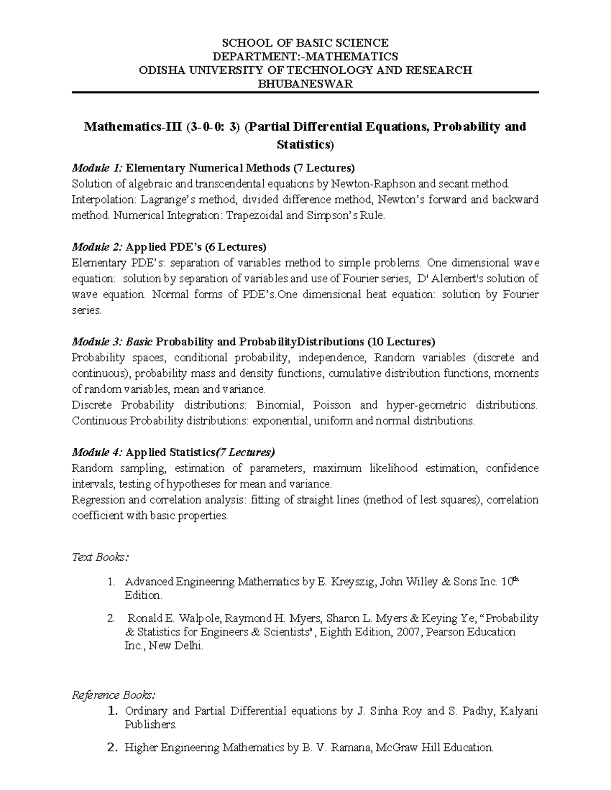 B.Tech Mathematics-III: Partial Differential Equations & Probability ...