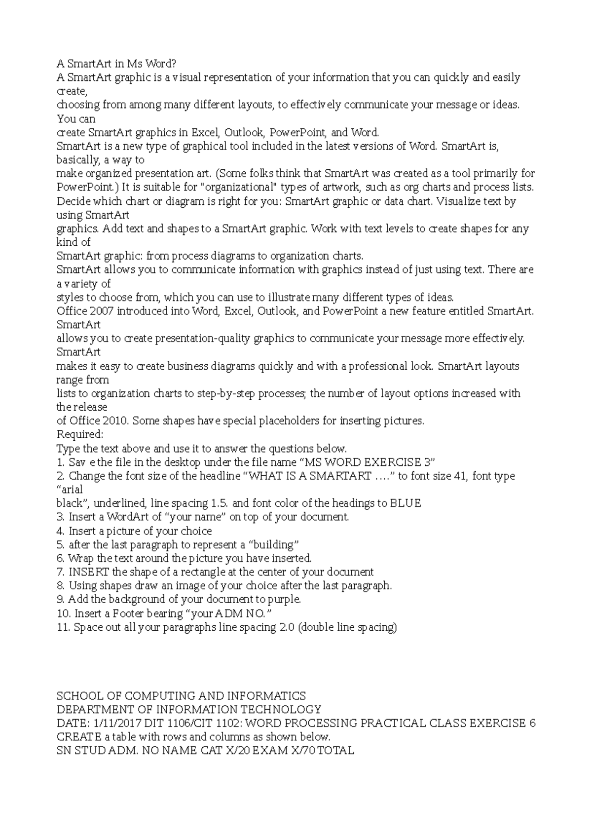 Word processing - A SmartArt in Ms Word? A SmartArt graphic is a visual ...