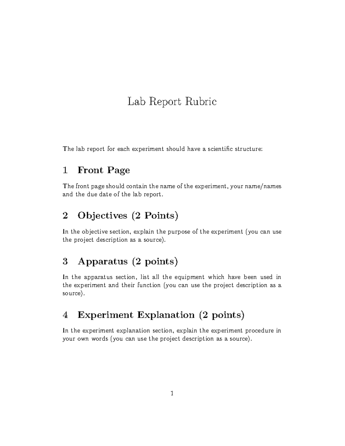Lab Report Rubric: Structure and Evaluation Criteria - Studocu