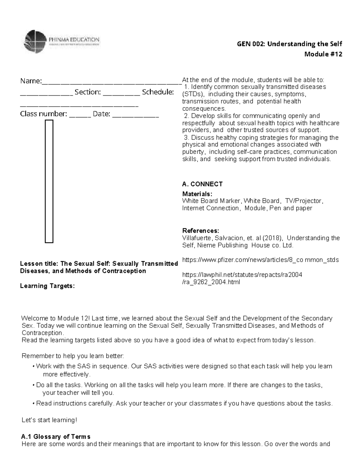 GEN 002: Understanding the Self Module 12 - The Sexual Self & STDs ...