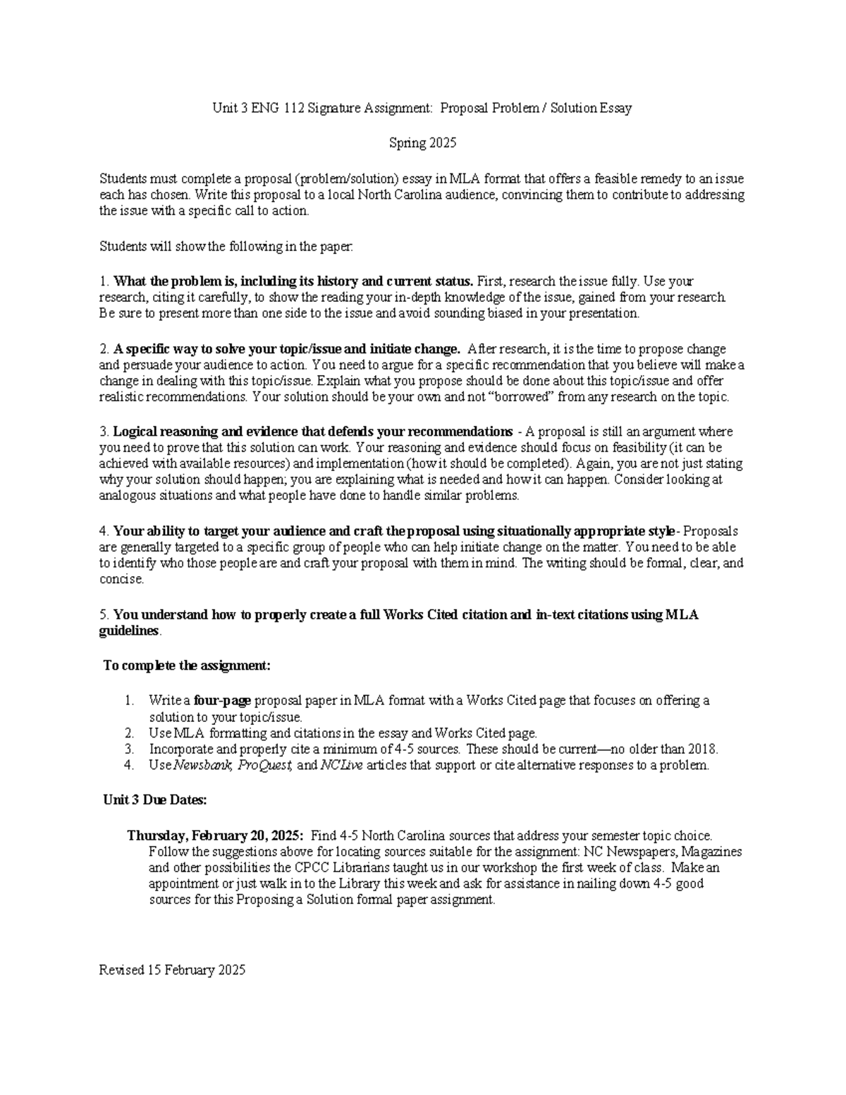 ENG 112 Unit 3 Signature Assignment: Proposal Problem Solution Essay ...