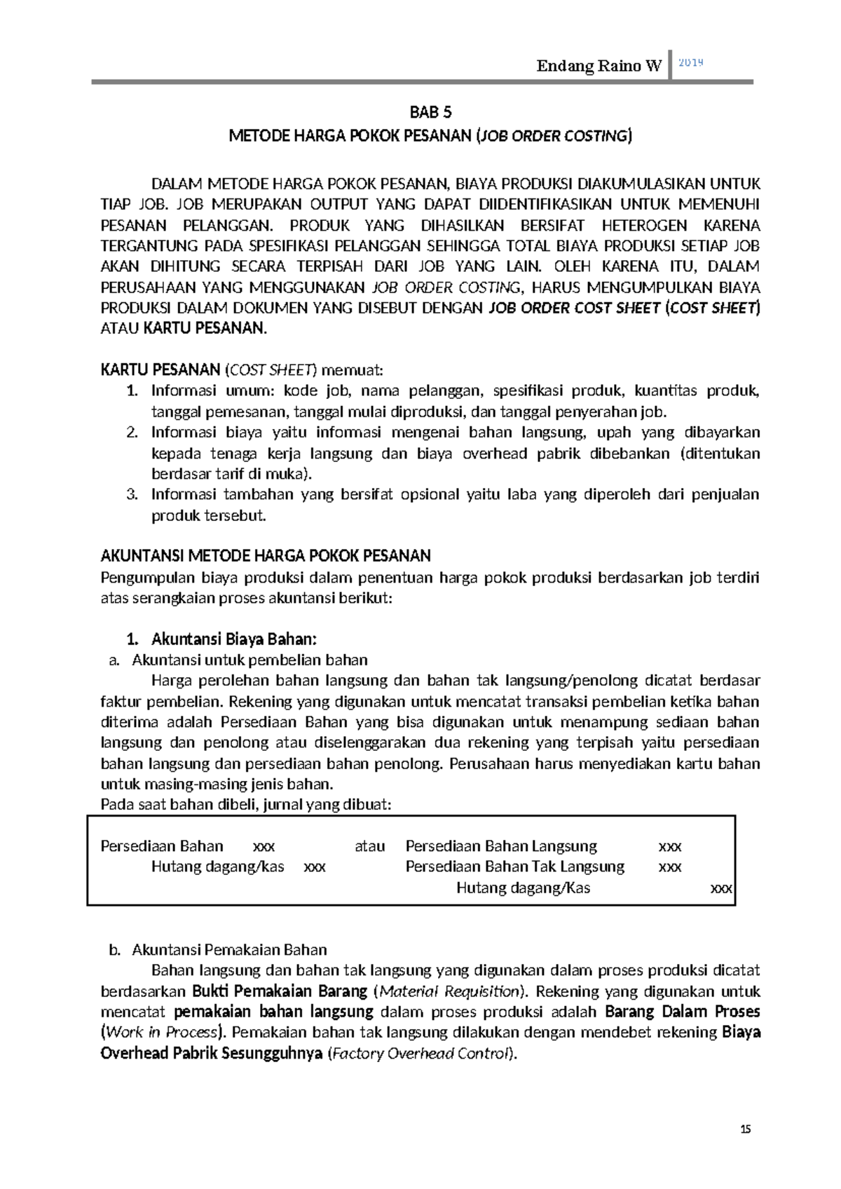 Handout BU ENDANG - Job Order Costing (METODE HARGA POKOK PESANAN ...