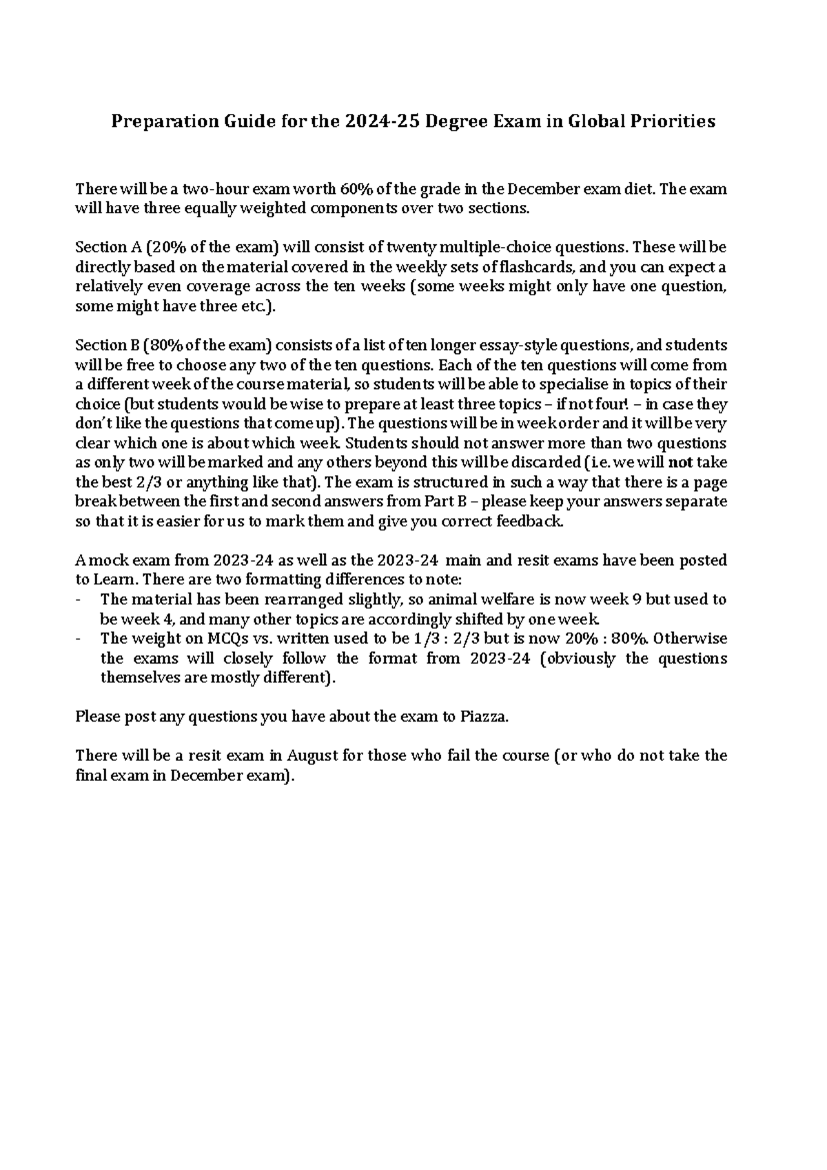 Preparation Guide for the 2024-25 Global Priorities Exam - Studocu