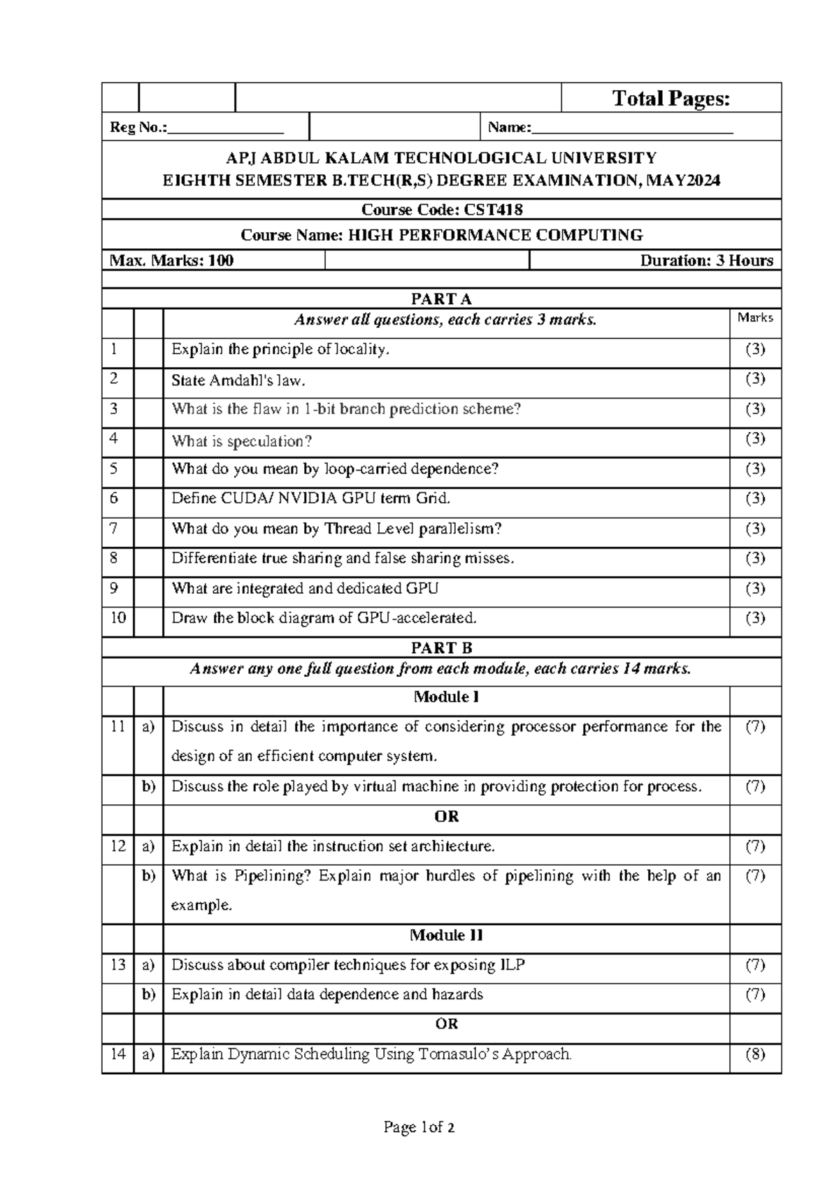 CST418 - High Performance Computing May 2024 Exam Questions - Studocu