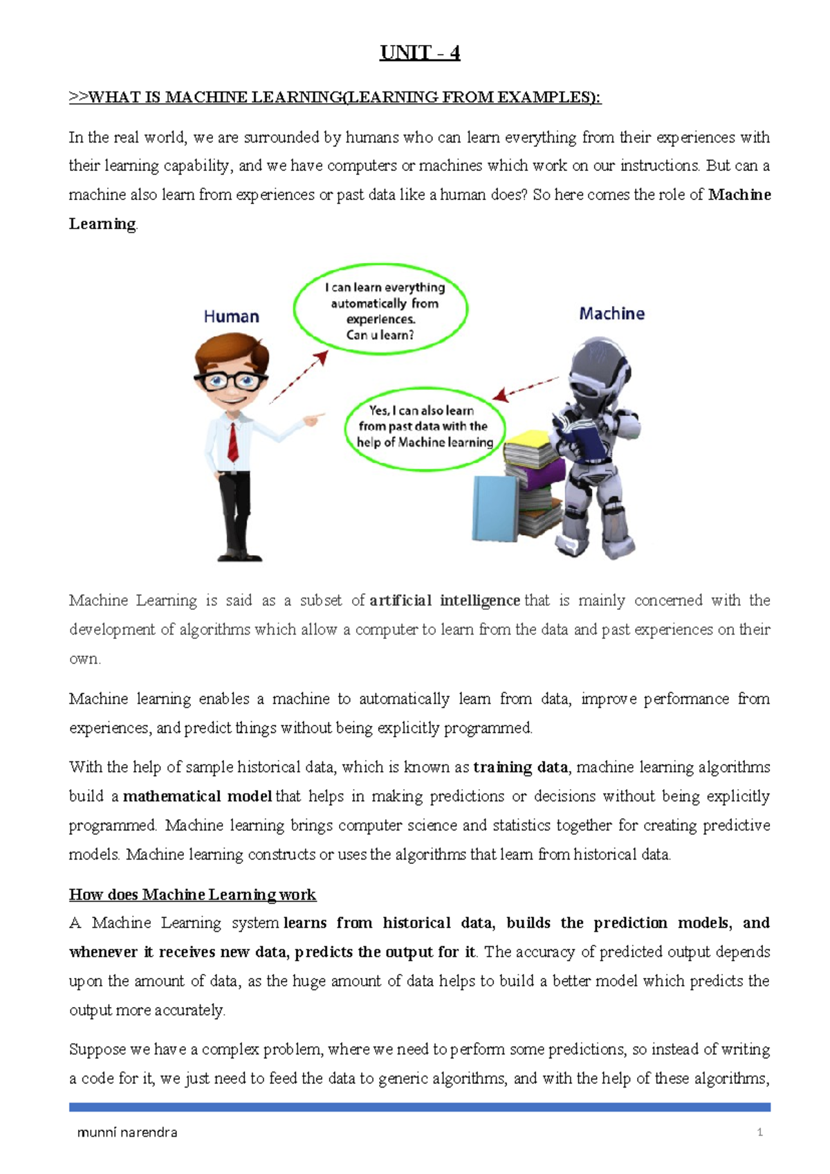AI & ML Unit 4 & 5: Understanding Machine Learning Concepts - Studocu