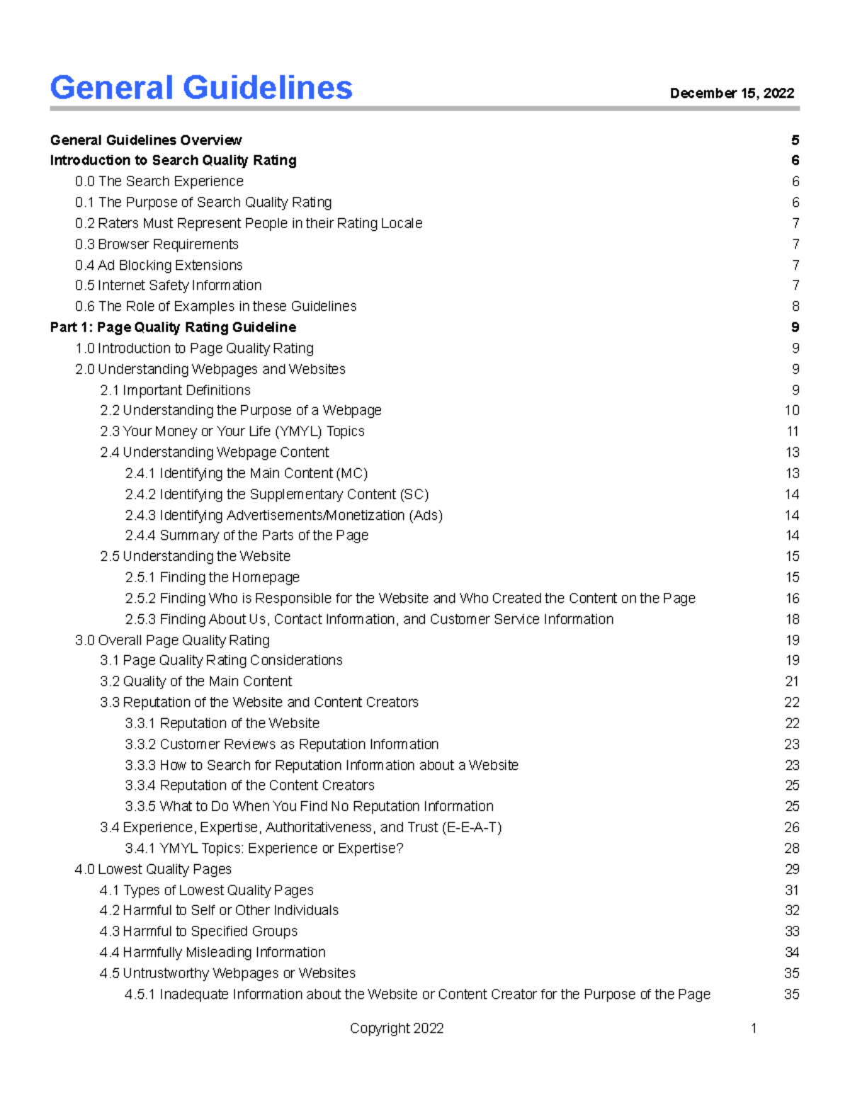 Search Quality Evaluator Guidelines: Page Quality Rating Overview - Studocu