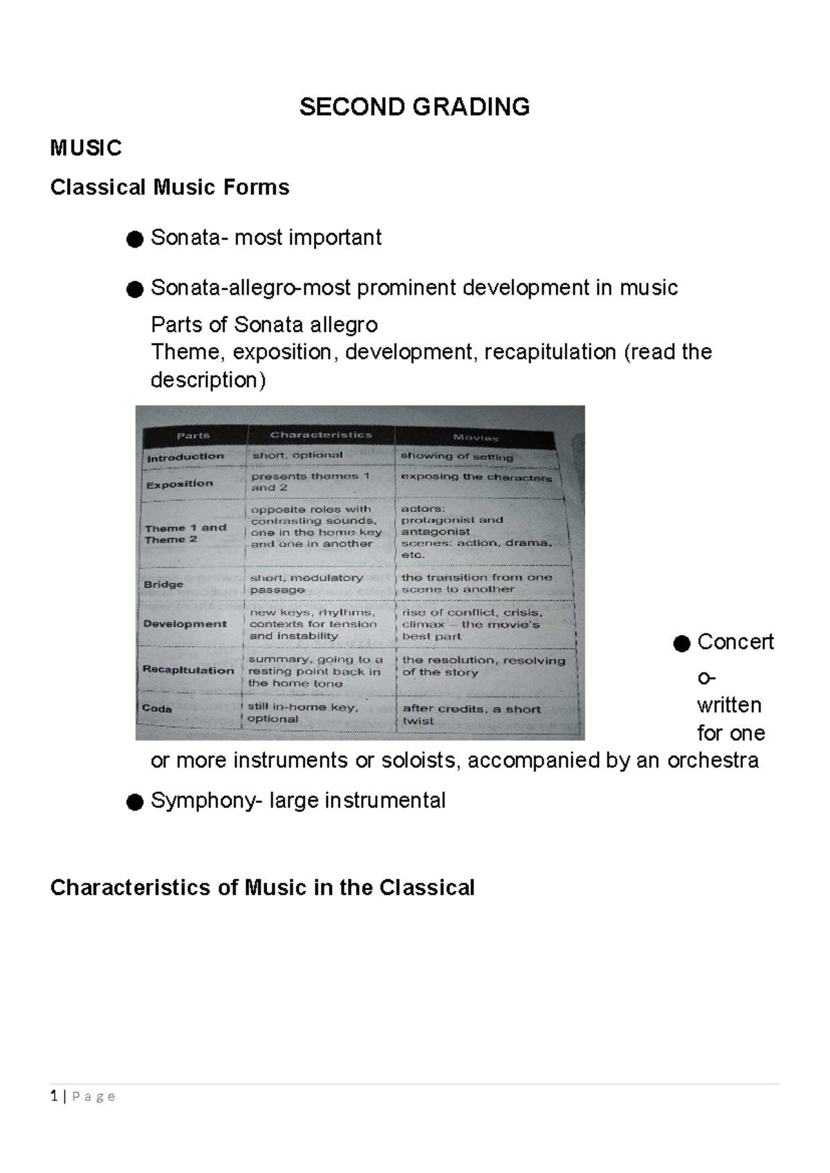Classical Musical Forms - SECOND GRADING MUSIC Classical Music Forms ...