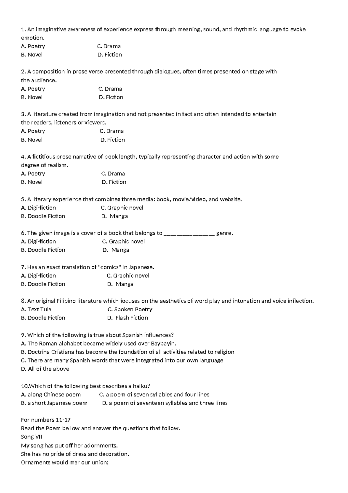 21st Century Literature 2nd Quarter Exam Review - Studocu
