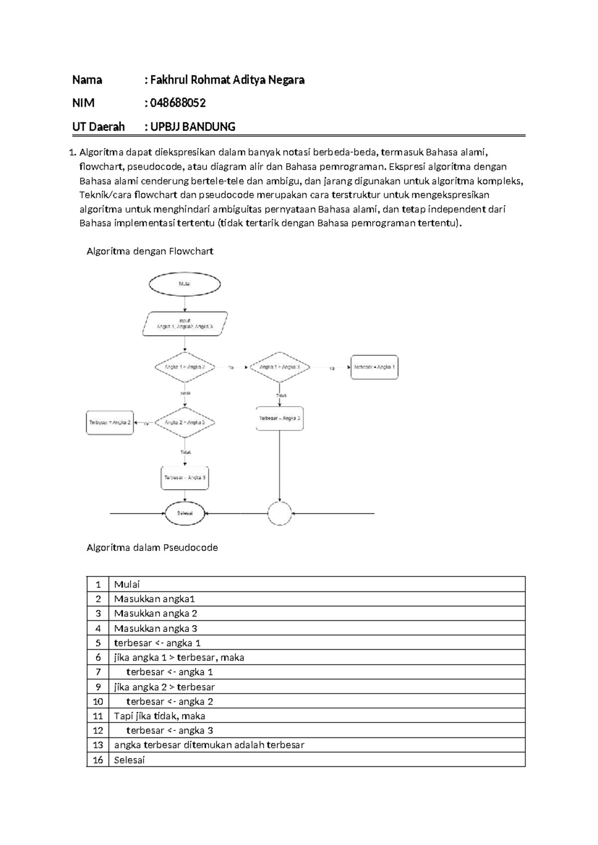 Diskusi 2: Algoritma dan Pemrograman dalam Berbagai Notasi - Studocu