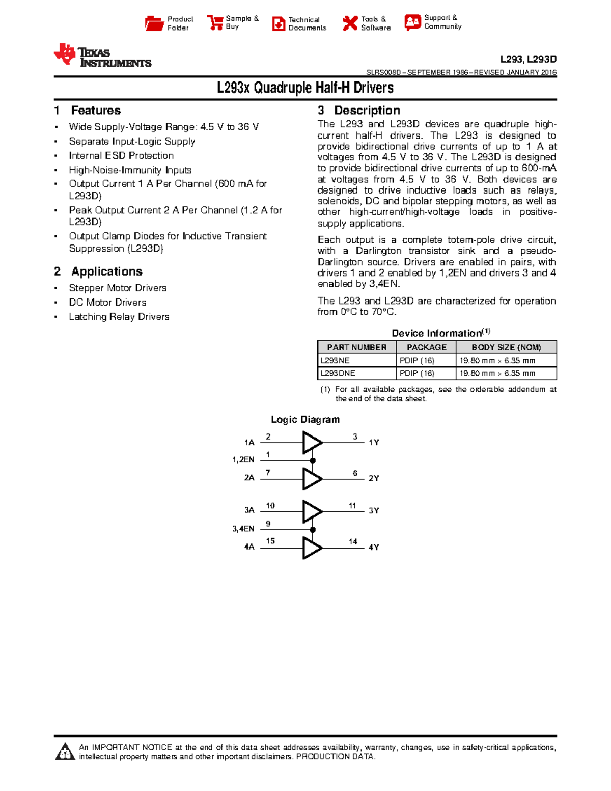 L293D Datasheet Overview and Technical Specifications - Studocu