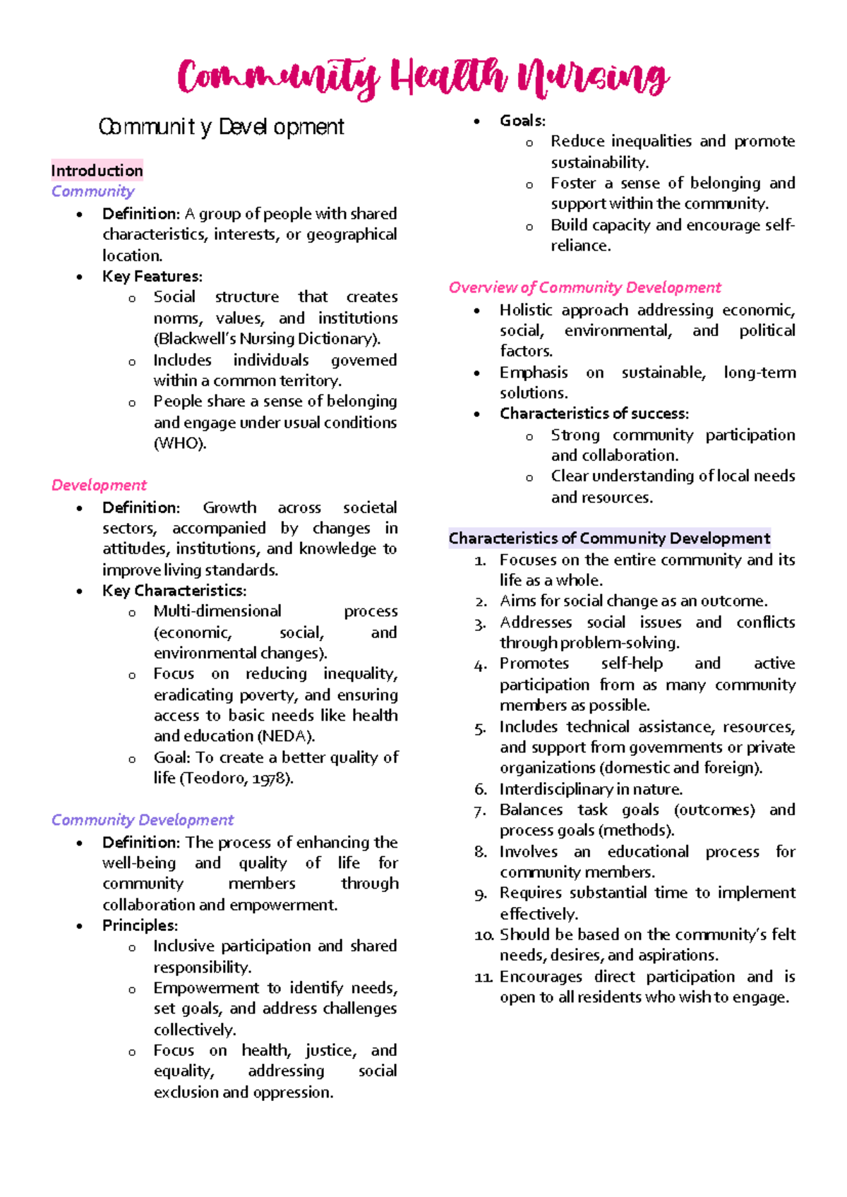 Community Health Nursing: Introduction to Community Development ...