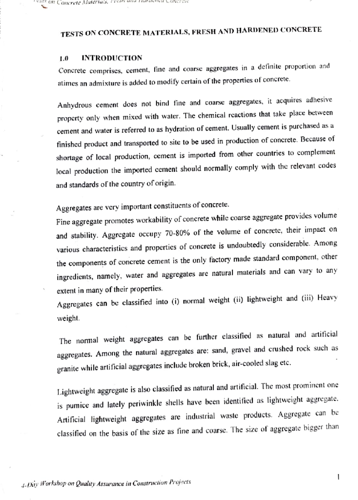 Test on Concrete Materials - O ConCrete M1alerlaS, 7C" uridur ucICu ...