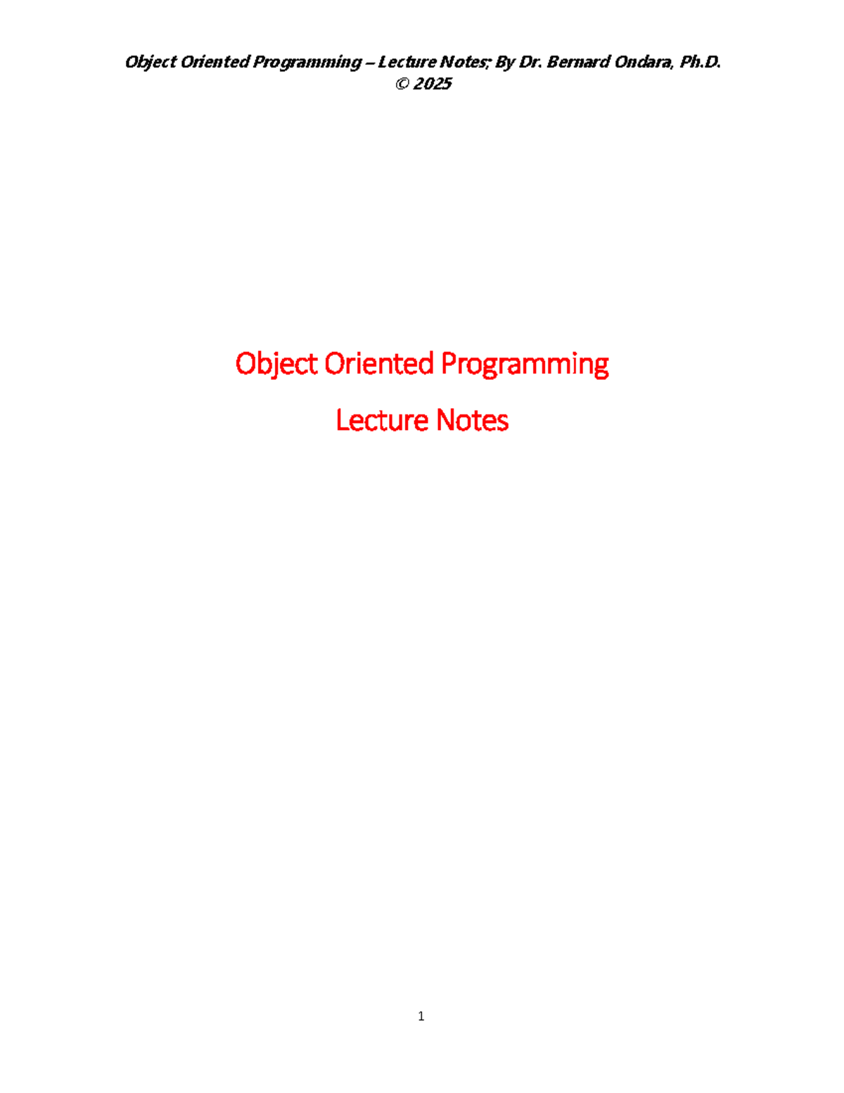 OOP 2025 Lecture Notes: Week 6 - Operators & Dates in Java - Studocu