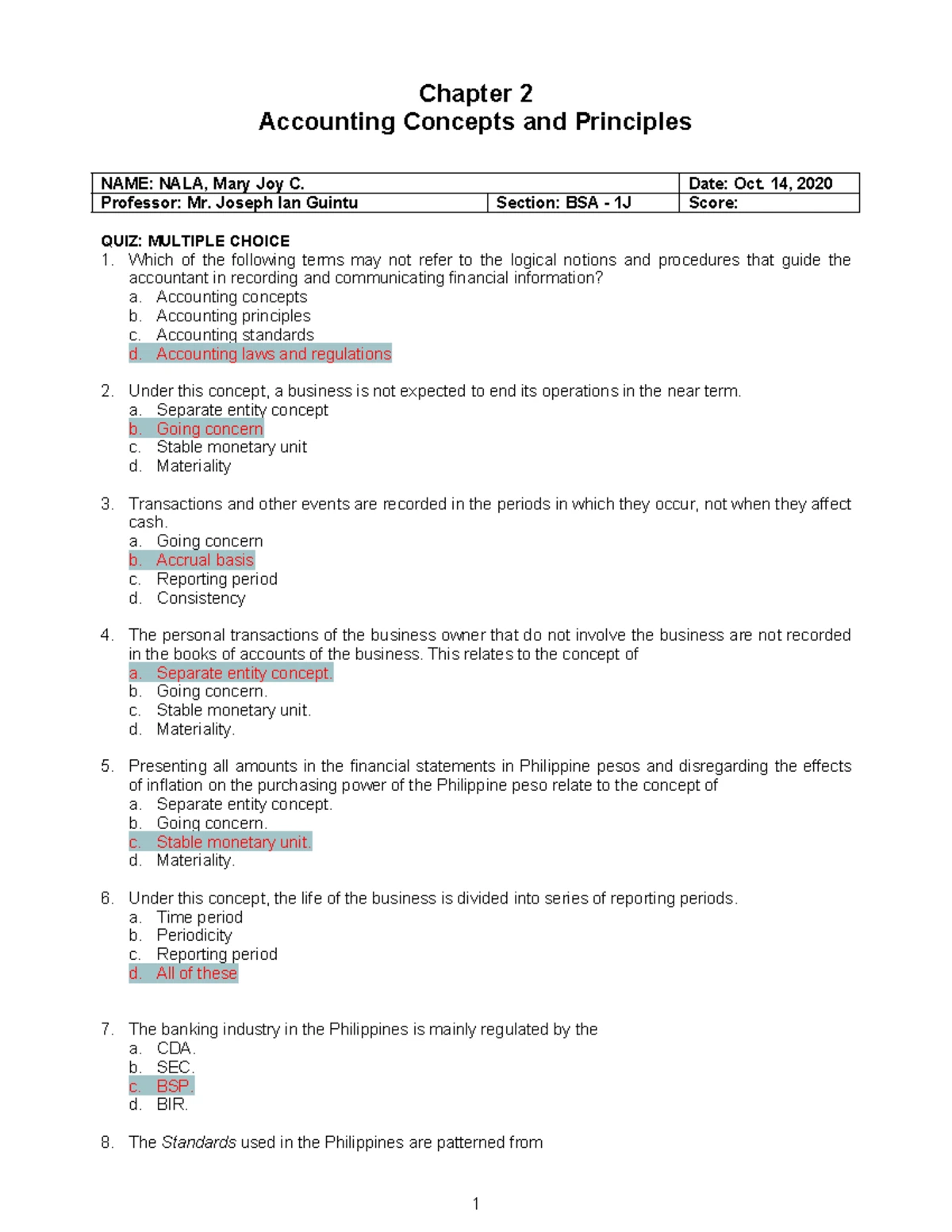 Accounting Concepts and Principles - 1 Chapter 2 Accounting Concepts ...