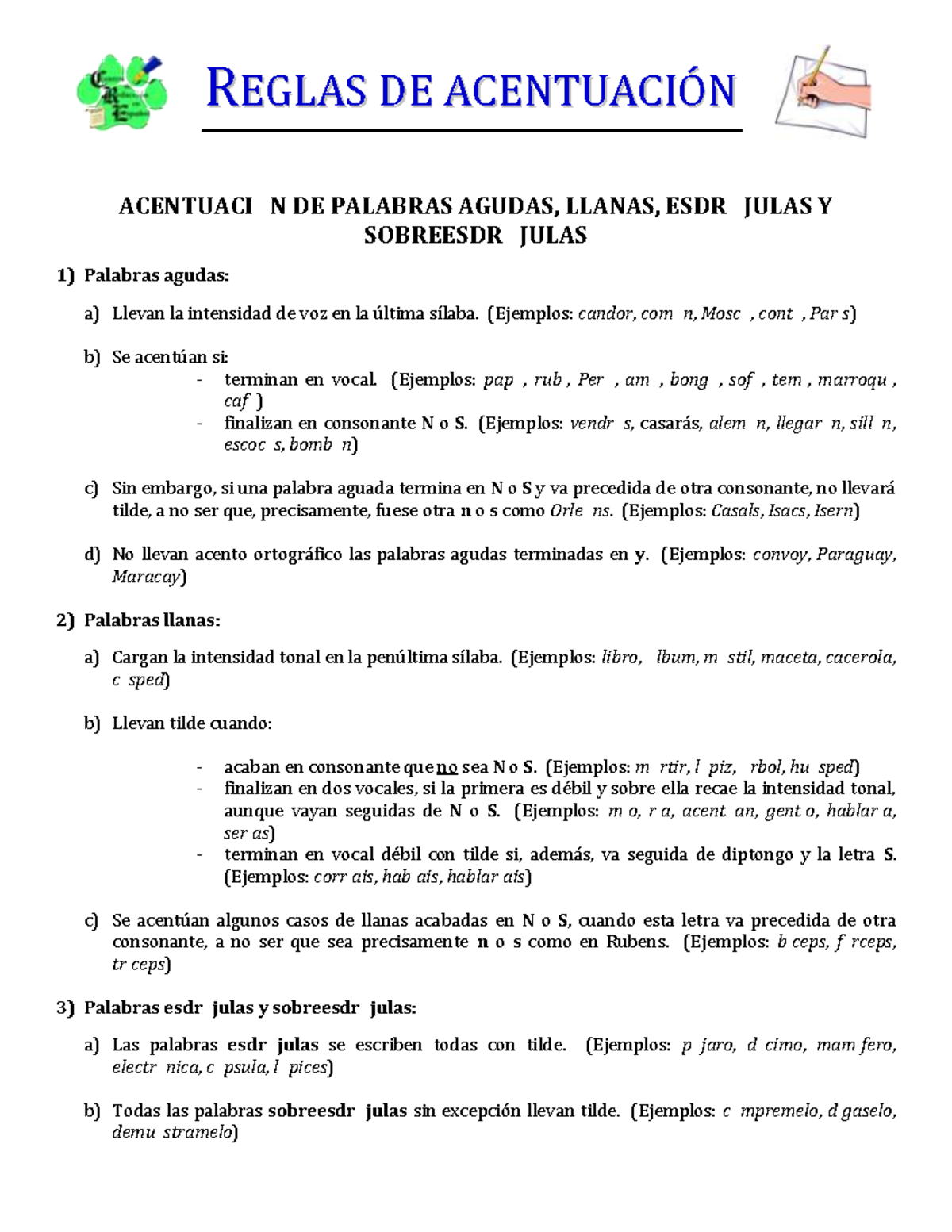 Reglas de Acentuación: Palabras Agudas, Llanas, Esdrújulas y Más - Studocu