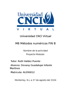 Proyecto integrador () Diseño de experimentos - Universidad CNCI Virtual M1 Diseño de ...