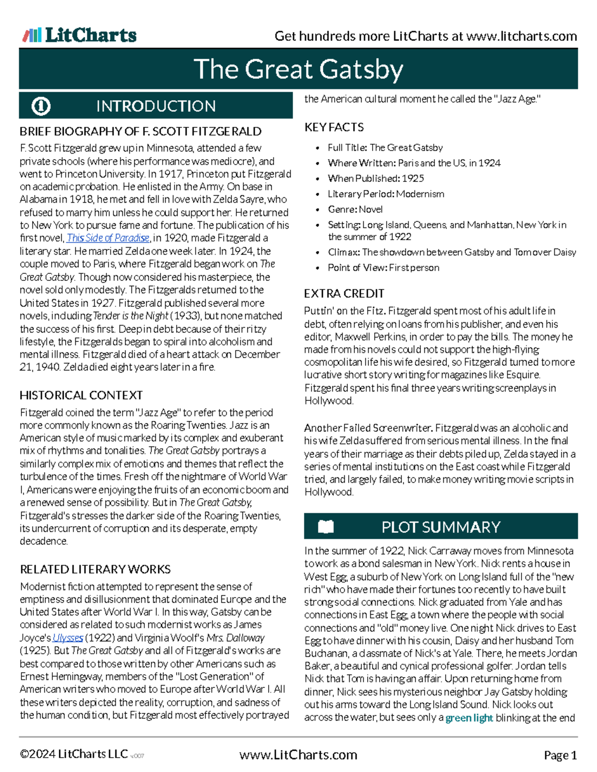 The Great Gatsby (ENG 101) Study Guide and Analysis Notes - Studocu