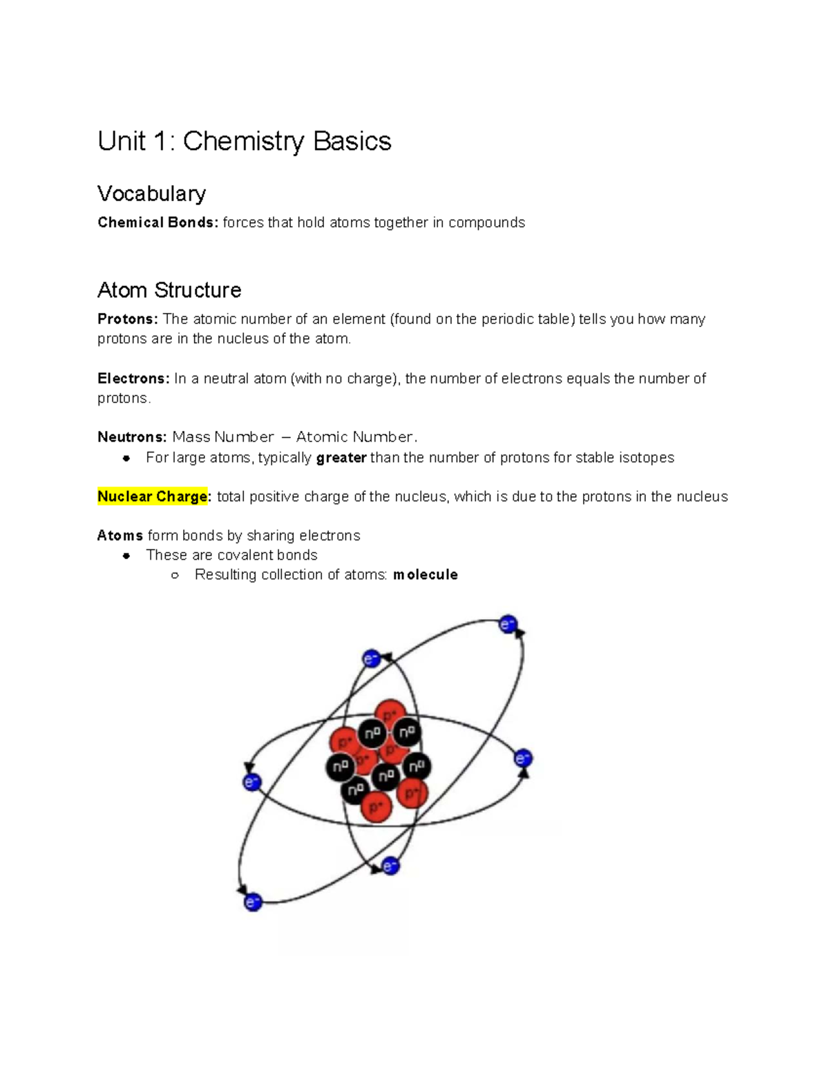 AP Chemistry Test Reviews: Unit 1 - Chemistry Basics and Atomic ...