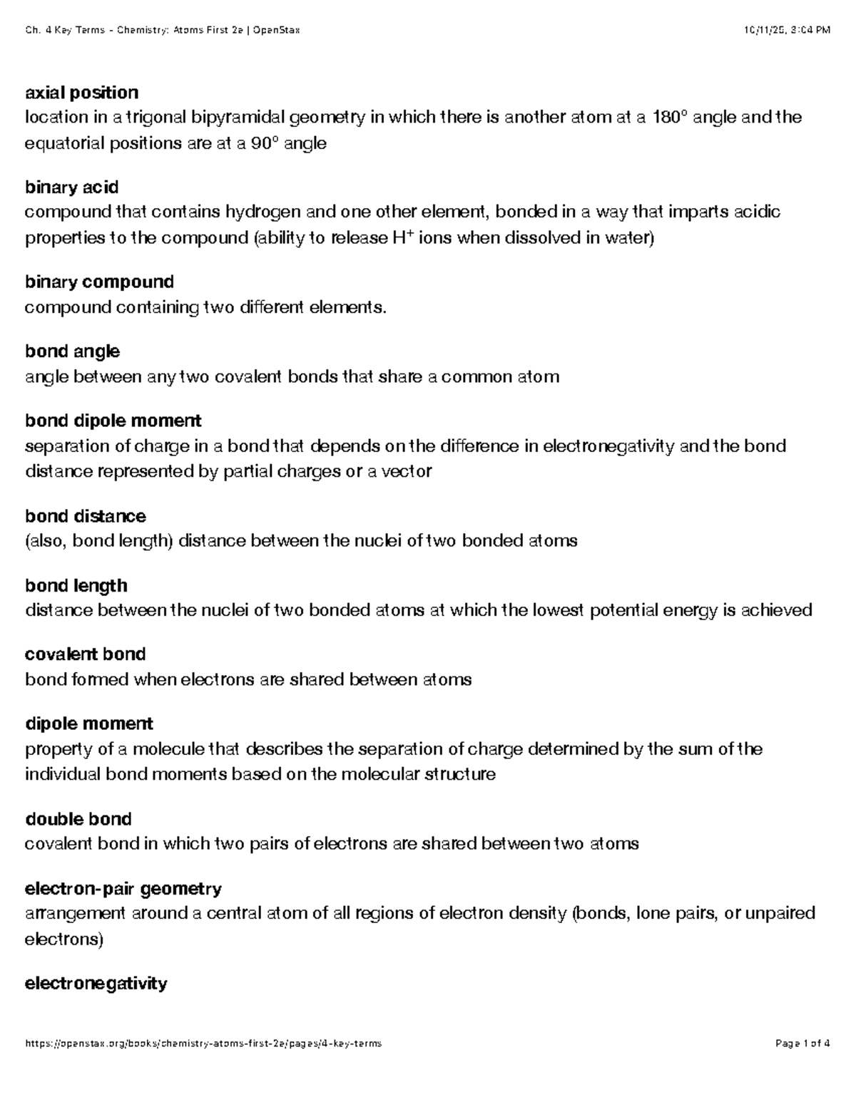 Ch. 4 Key Terms - Chemistry: Atoms First 2e Study Guide - Studocu