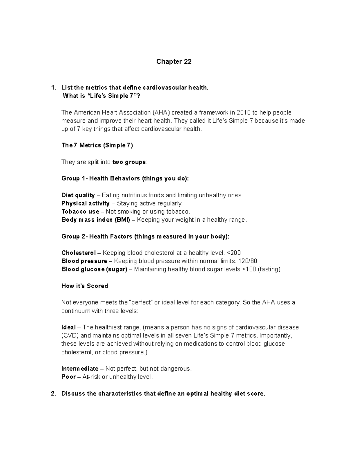 Chapter 22 & 23 Nutrition Book Objectives: Cardiovascular & CKD Health ...