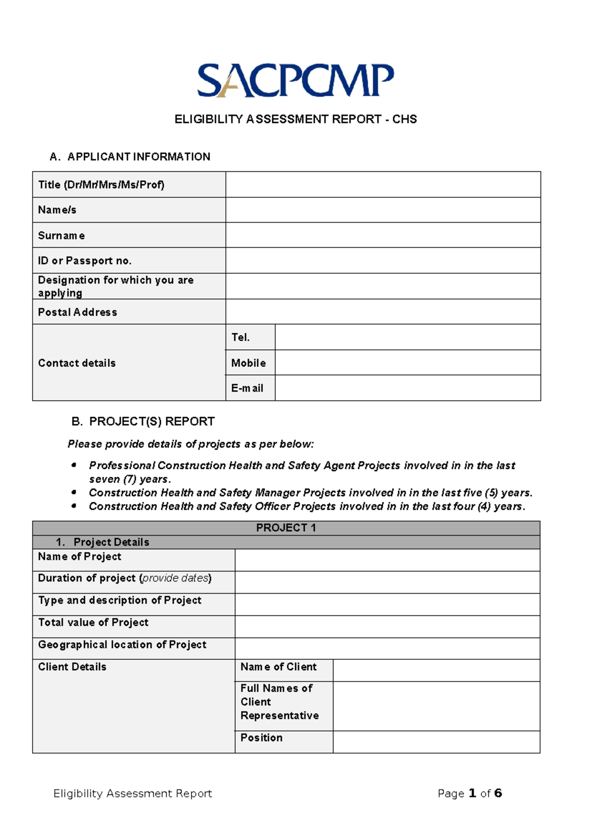 Eligibility Assessment Report Template for CHS Applications - Studocu