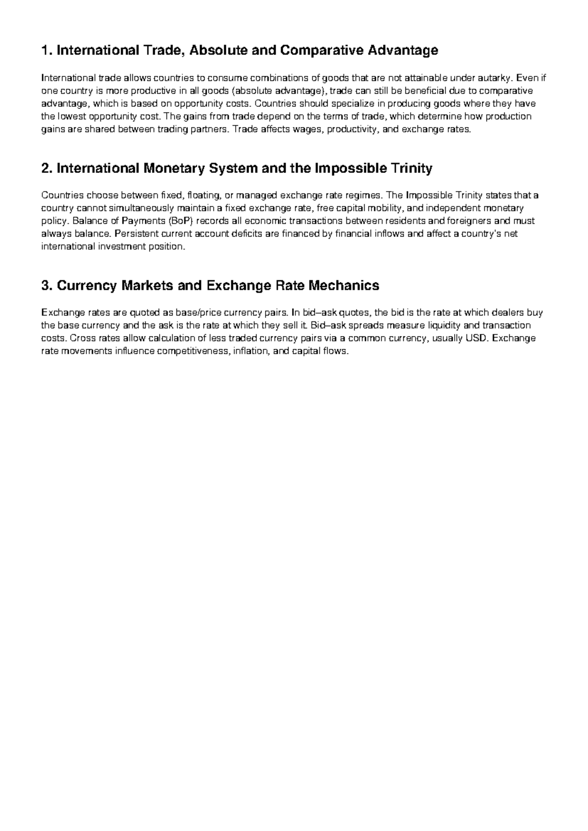 IFIN 4: In-Depth Summary of International Trade & Finance Concepts ...