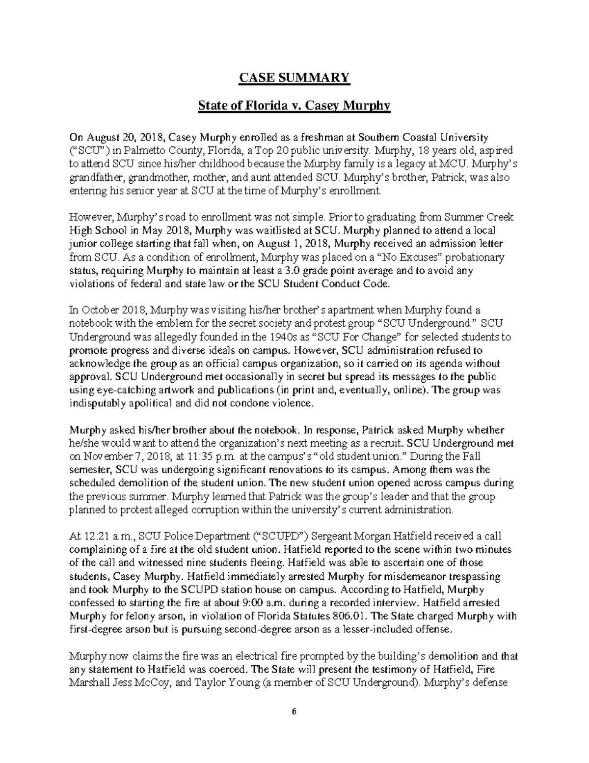 Mock Trial Case Transcript 2023: State of Florida v. Casey Murphy - Studocu