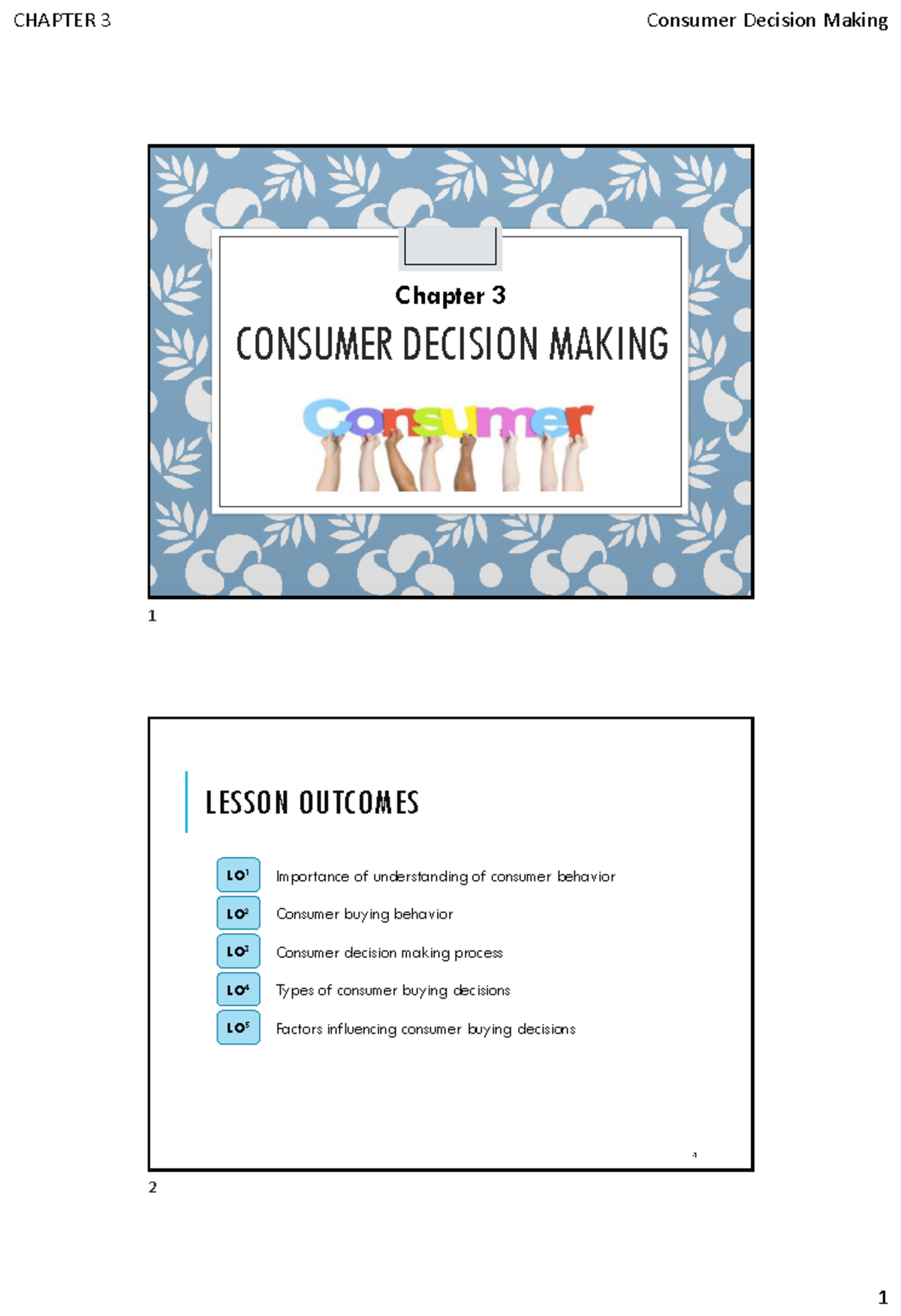 Chapter 3 - 2 slides per page will make you understand - CONSUMER ...