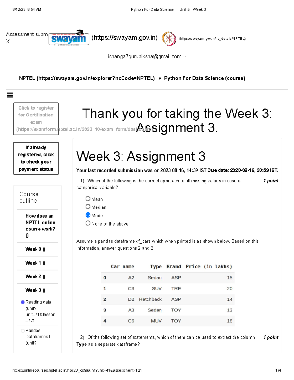 Python For Data Science U5 W3 Thank You For Taking The Week 3