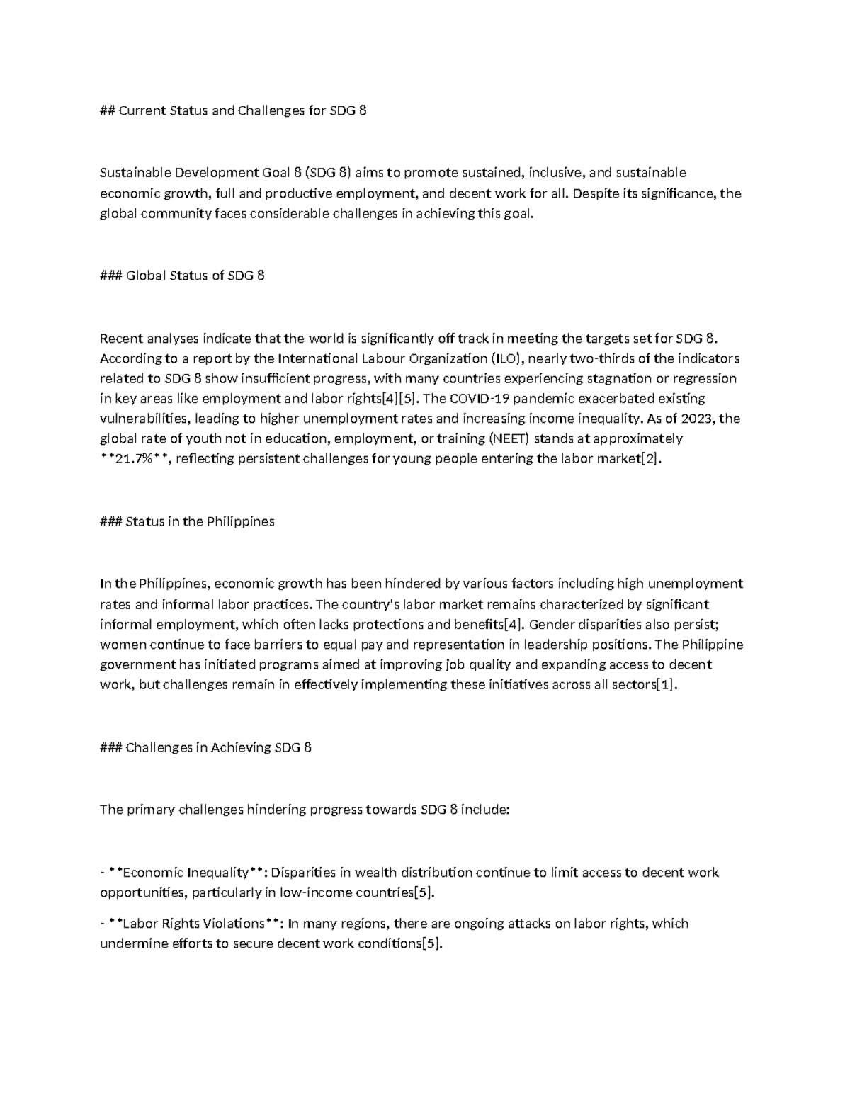 SDG 8: Current Status, Challenges, and Key Insights for Progress - Studocu