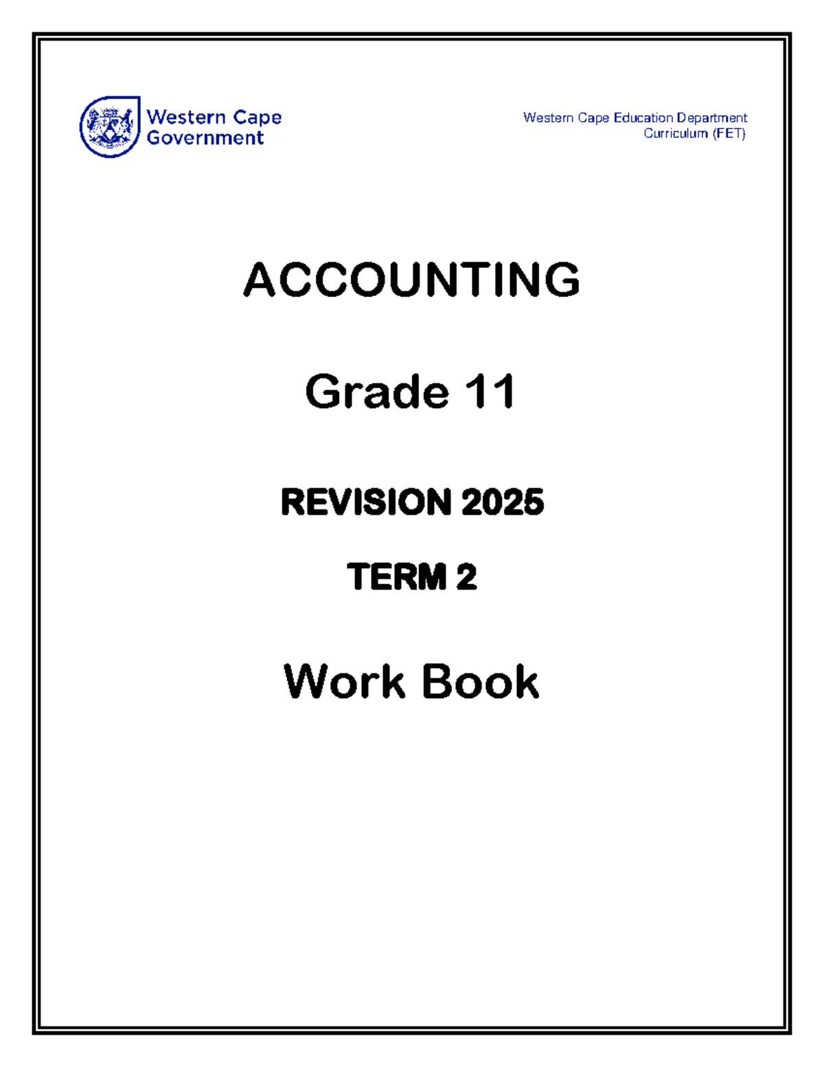 Accounting Grade 11 Revision Workbook Term 2 Activities Overview 2025 ...