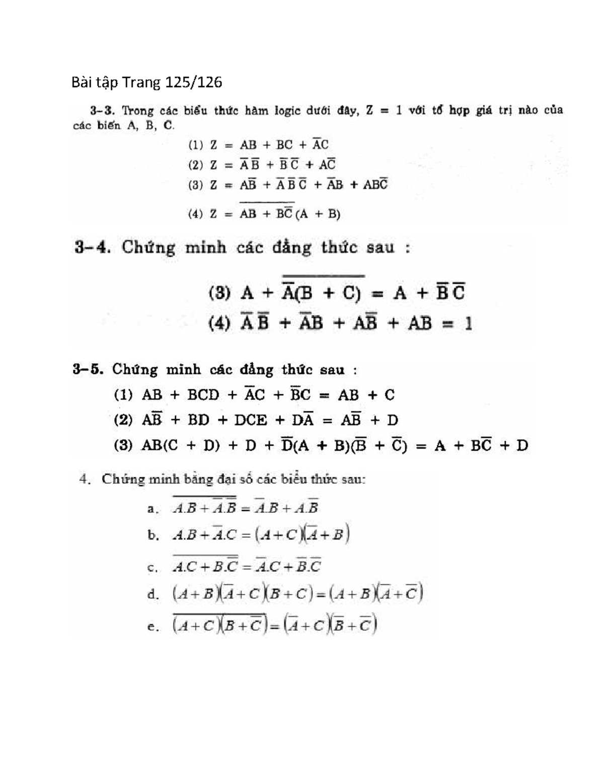Bài Tập Chứng Minh Các Biểu Thức Hàm Logic - no - Studocu