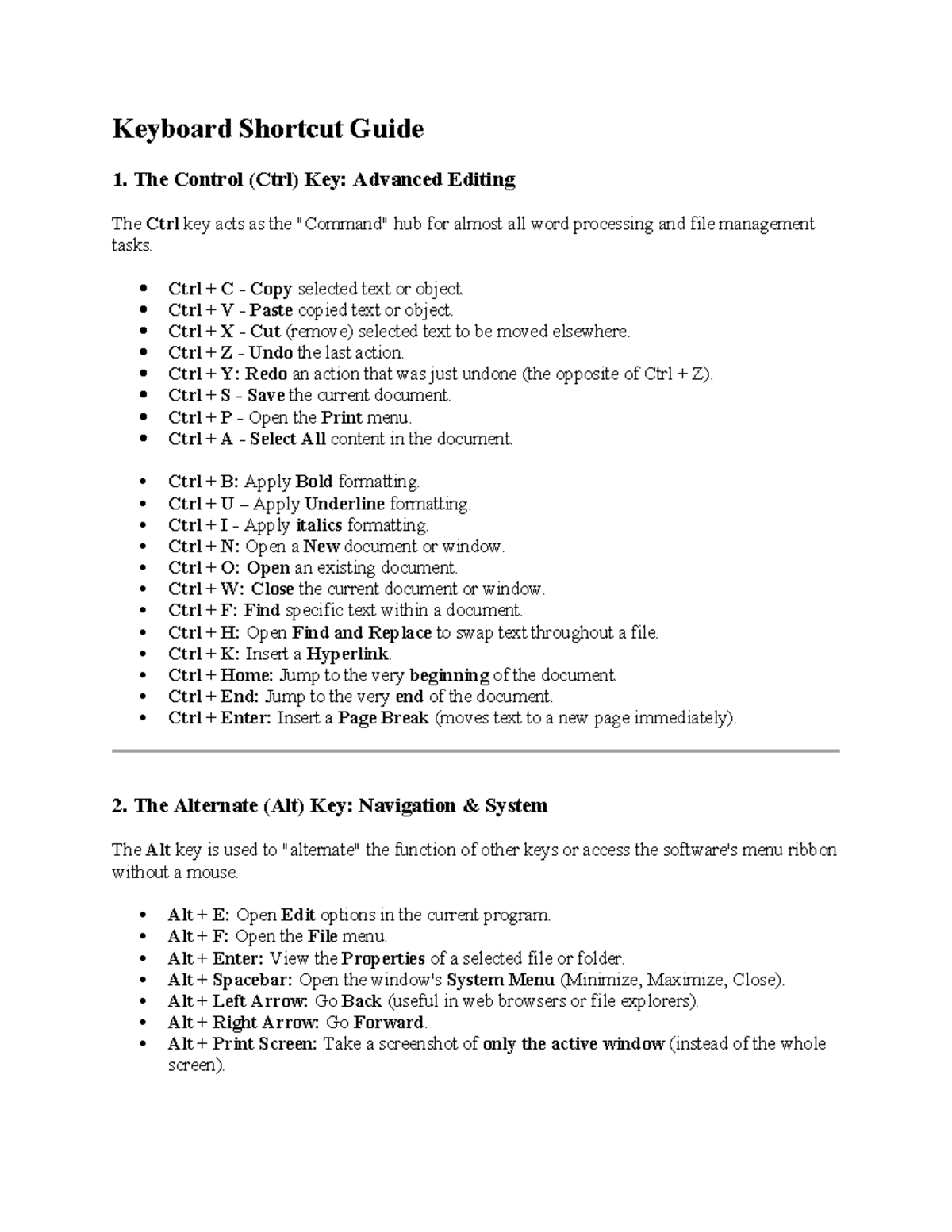 Keyboard Shortcut Guide: Essential Ctrl & Alt Keys - Studocu