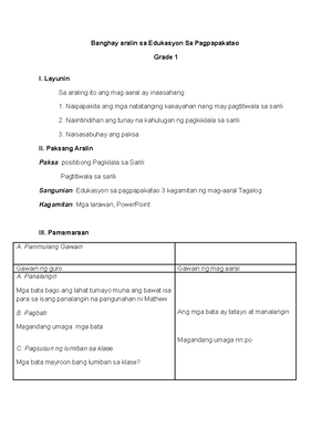 Thematic Integrated Lesson PLAN - COMPONENTS SUBJECT A: VALUES SUBJECT ...