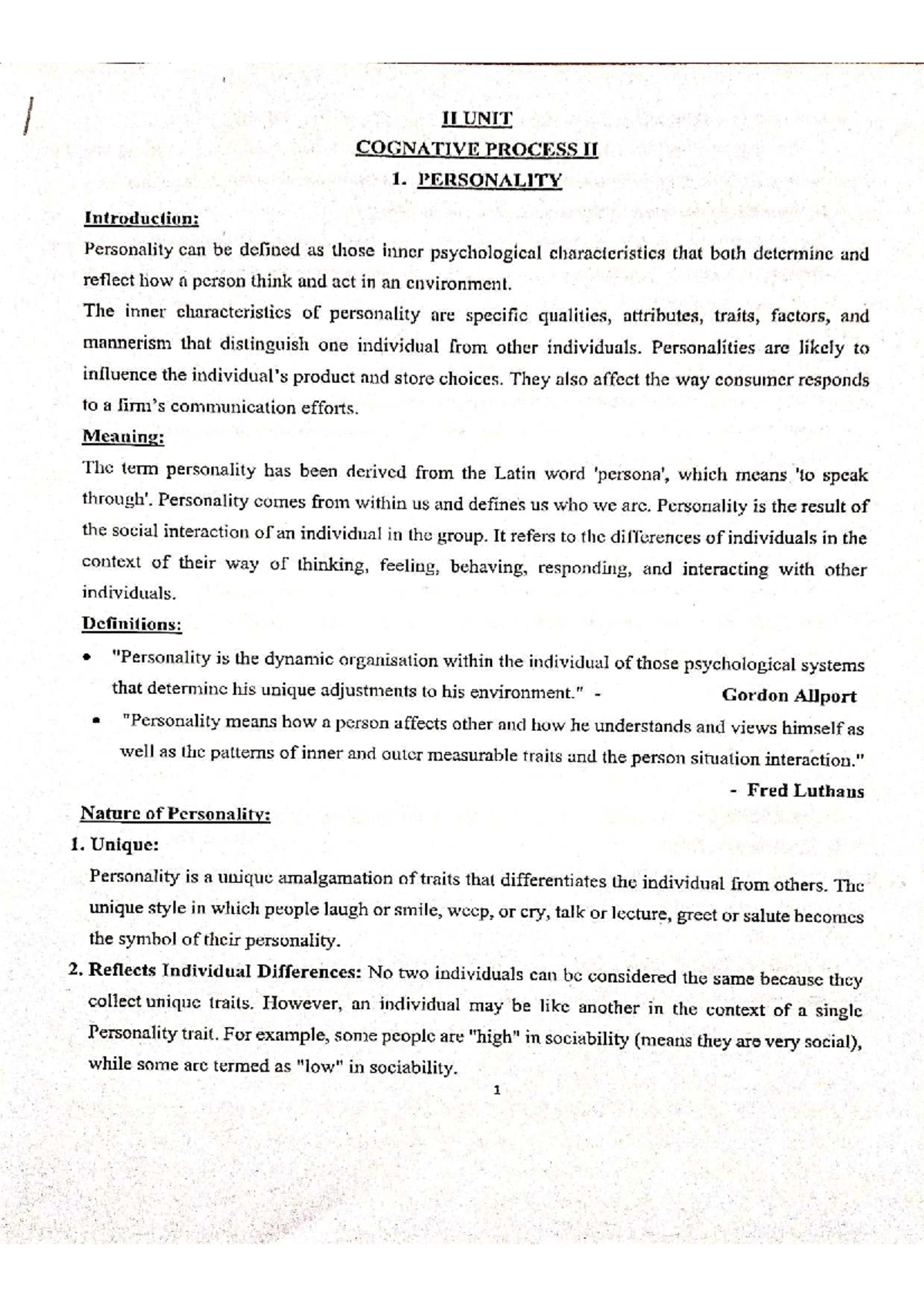 OB 2: Understanding Personality and Its Impact on Behavior - Studocu