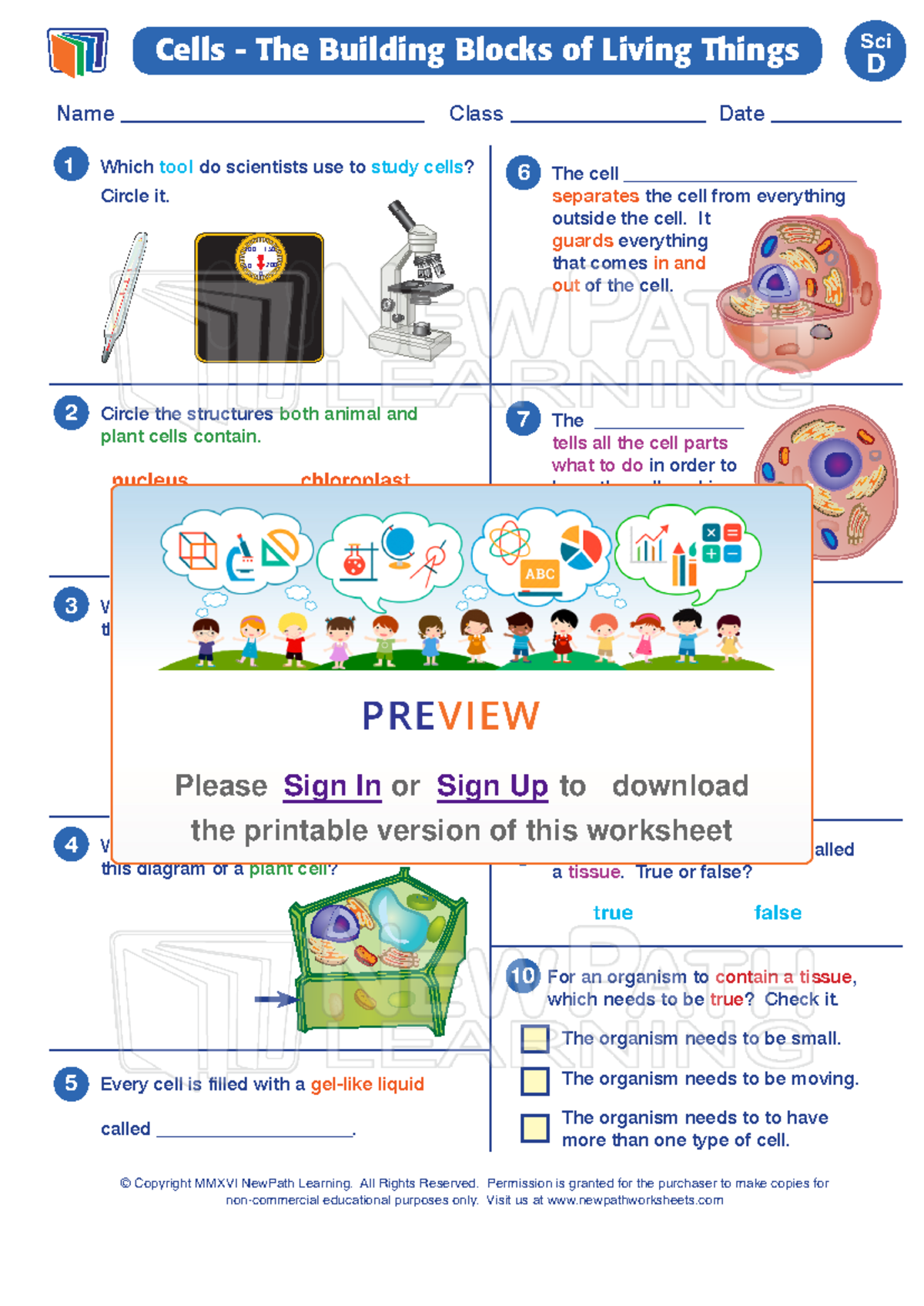 Grade 4 Sci Worksheet: Cells - The Building Blocks of Life - Studocu