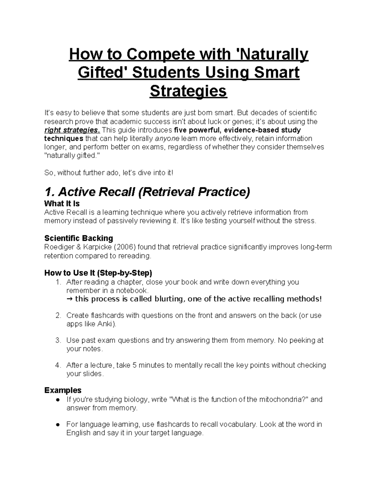 Learn Like a Genius: 5 Proven Study Techniques (Study Guide) - Studocu